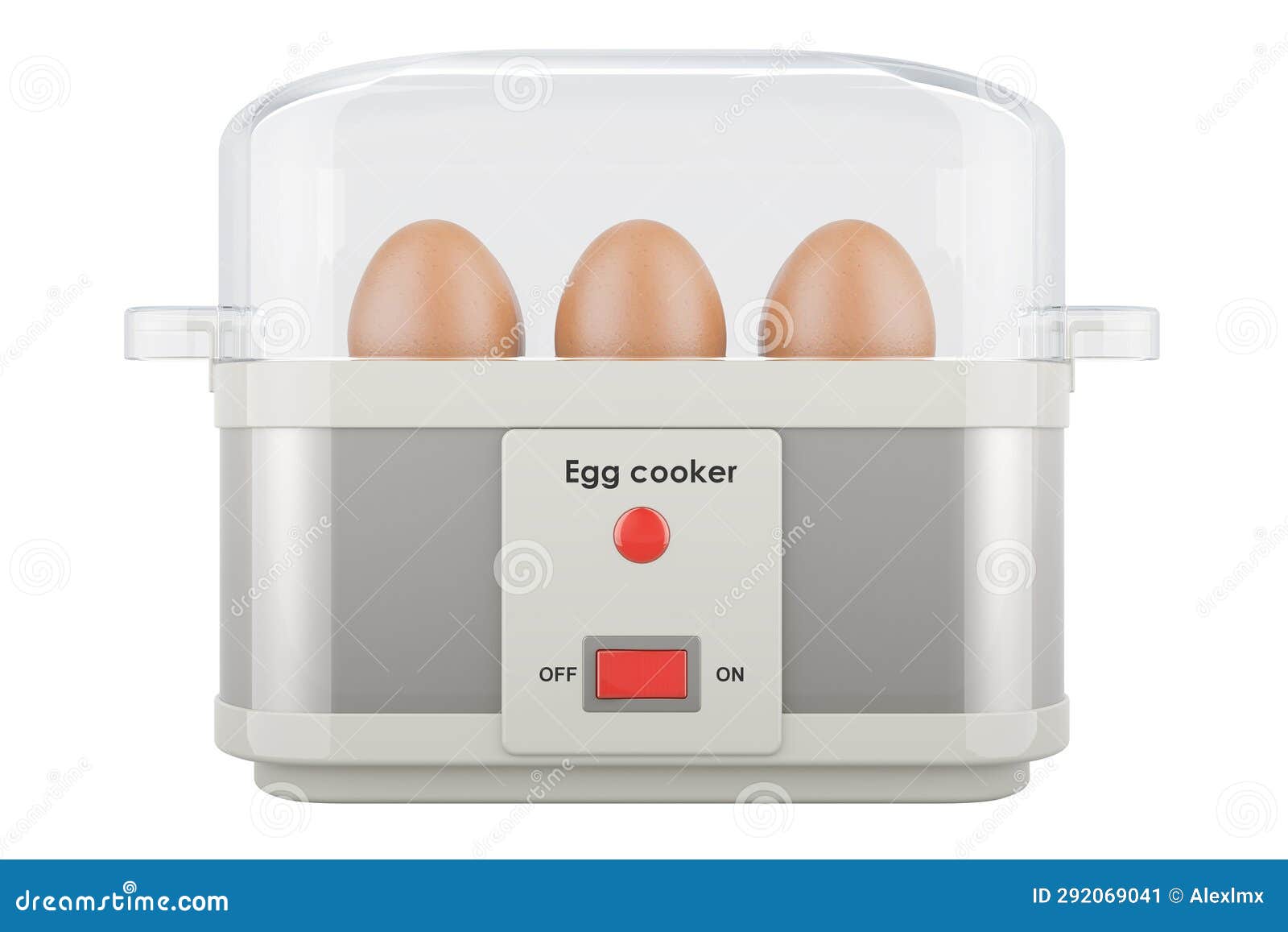Electric Egg Cooker or Egg Boiler with Eggs, Front View. 3D Rendering ...
