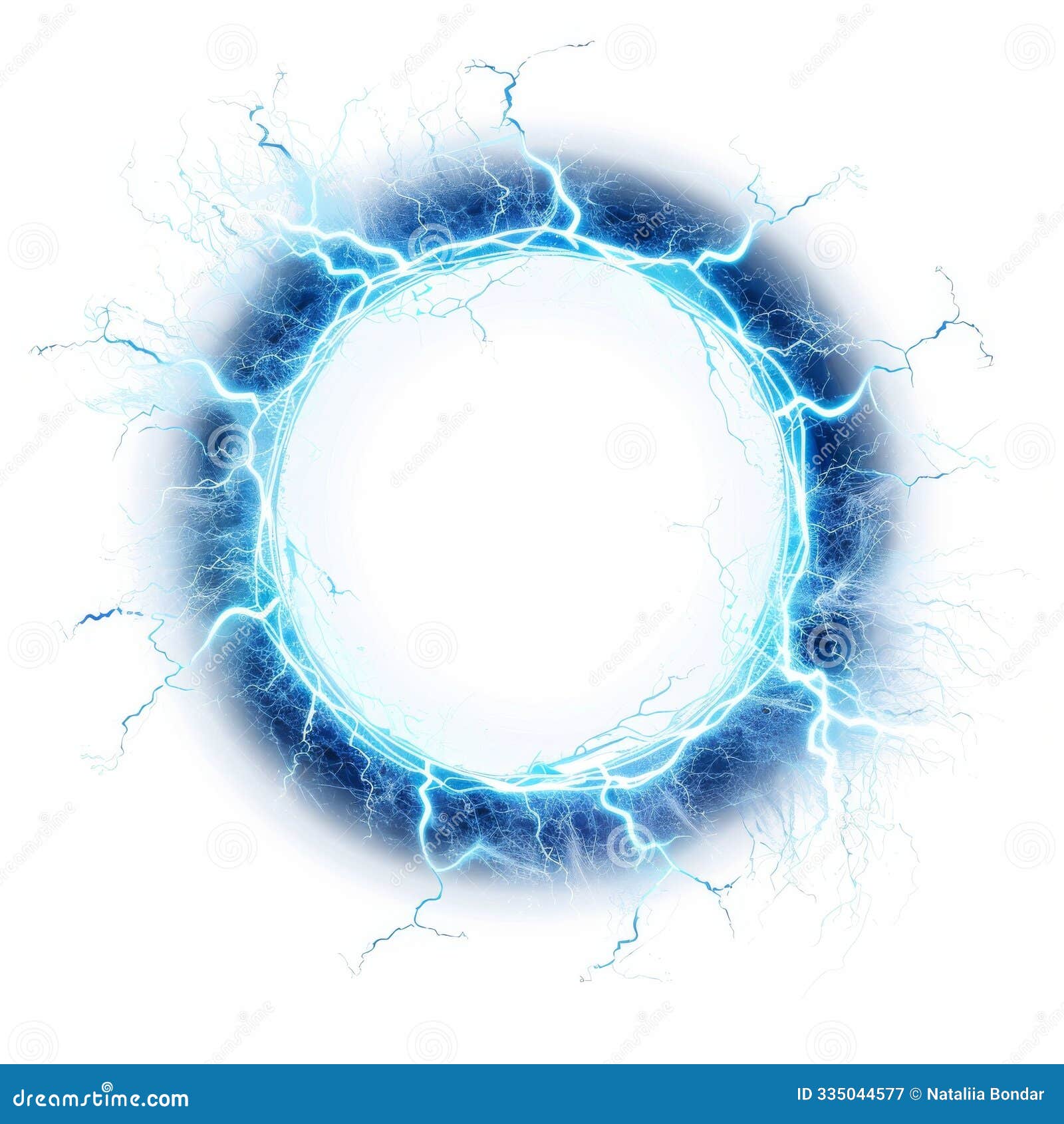 Electric Energy Circle with Lightning Effect Isolated on White ...