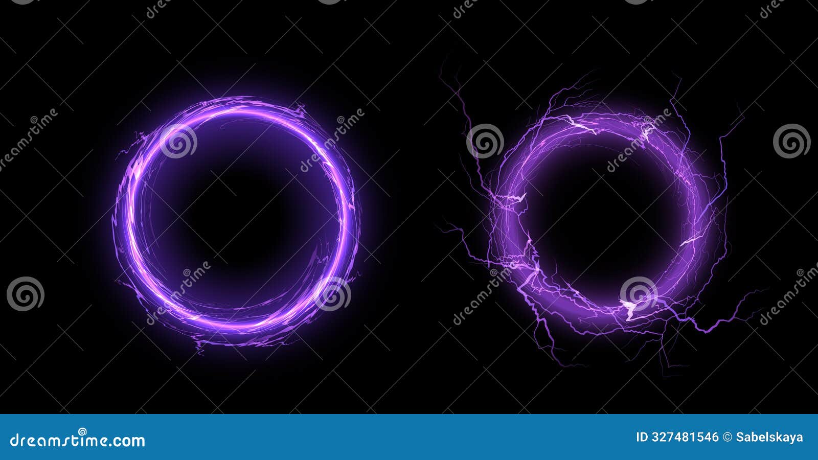 Electric Energy Circles Vector Illustration Set Stock Illustration ...