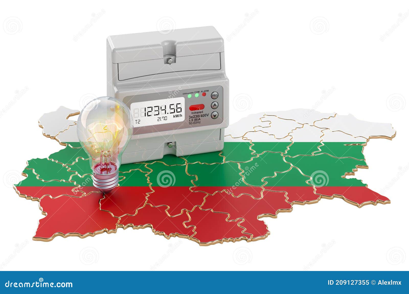 Electric Energy Consumption in Bulgaria, 3D Rendering Stock ...