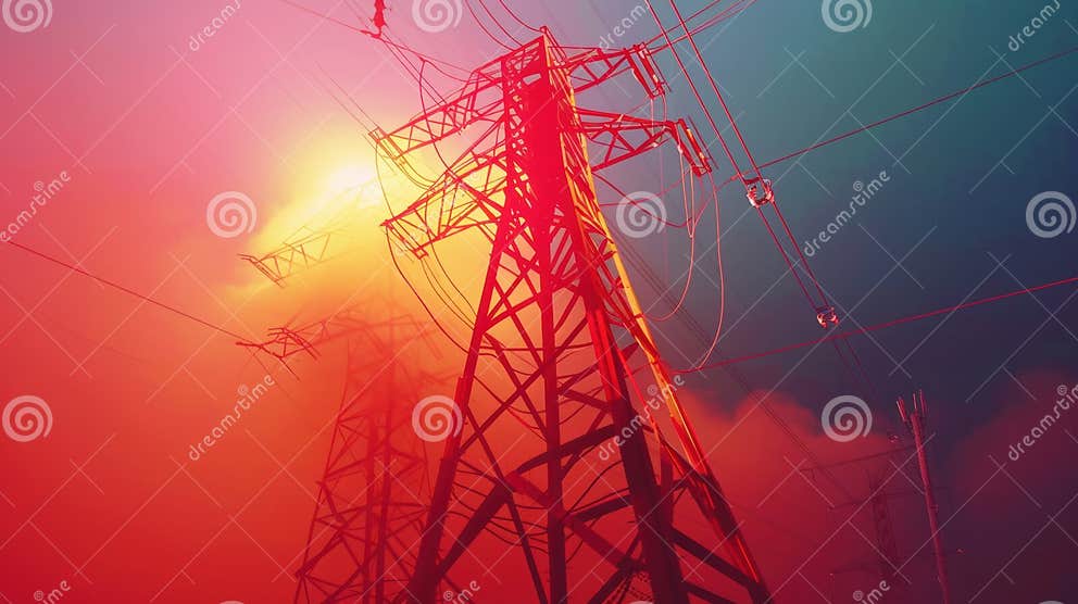 Electric Energy Currents Glowing with Intense Light Effects Stock Image ...