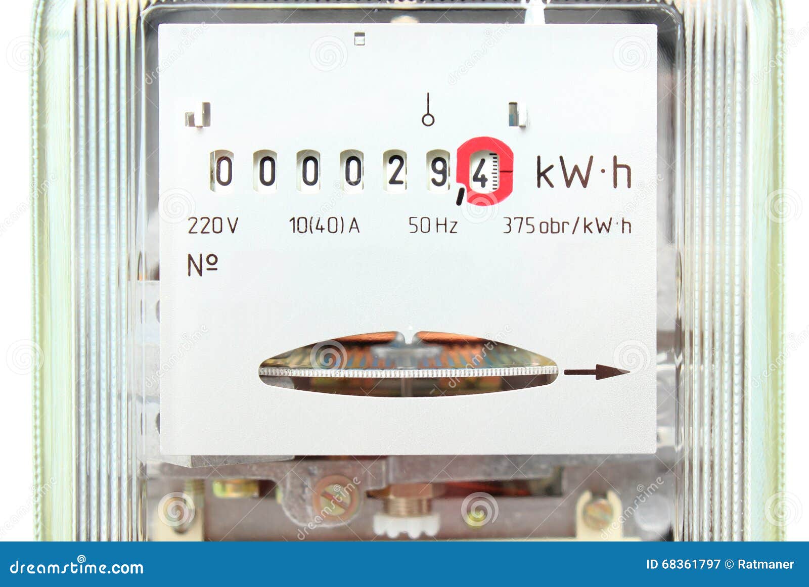 Electric Energy Meter Old Electromechanical Type Stock Image - Image of ...