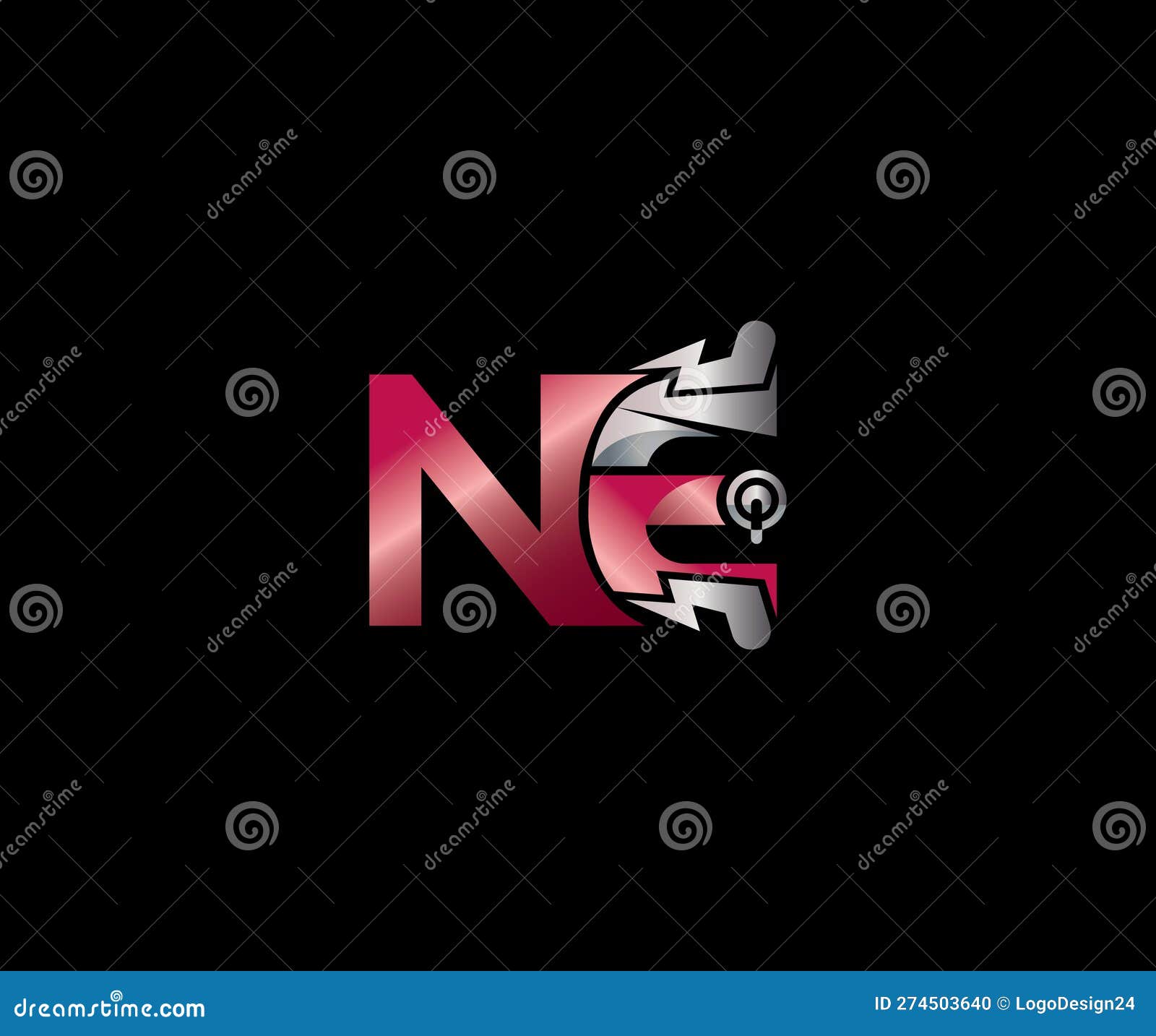 Electric Energy NE Letter Creative Design Technology Logo Stock Vector ...