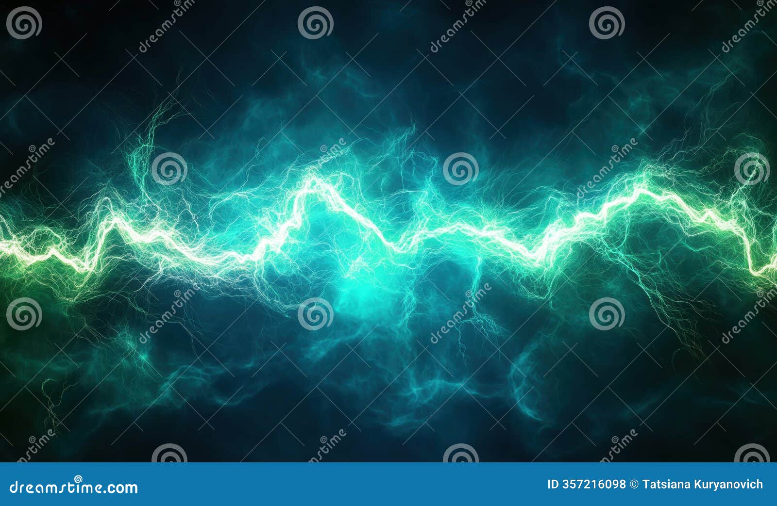 Electric Energy Wave with Vibrant Blue and Green Hues, Dynamic ...