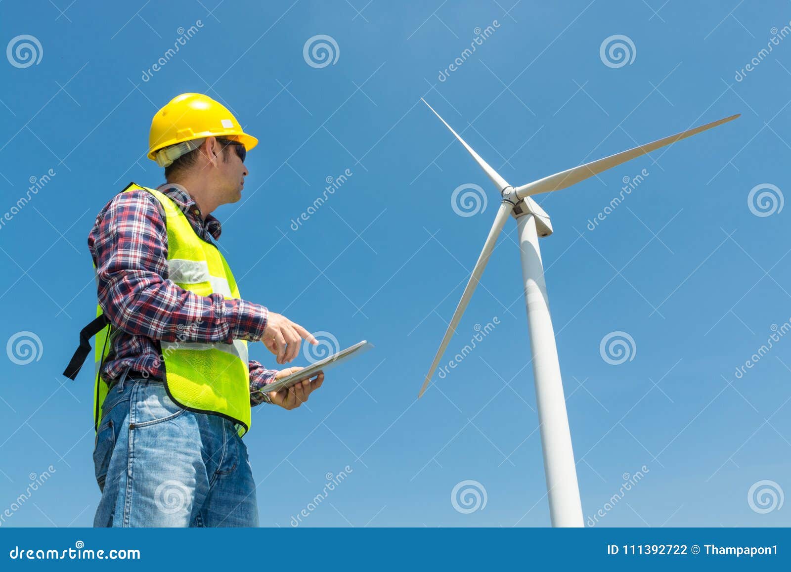 Electric Engineer Use Digital Wireless Tablet Device with Wind T Stock ...