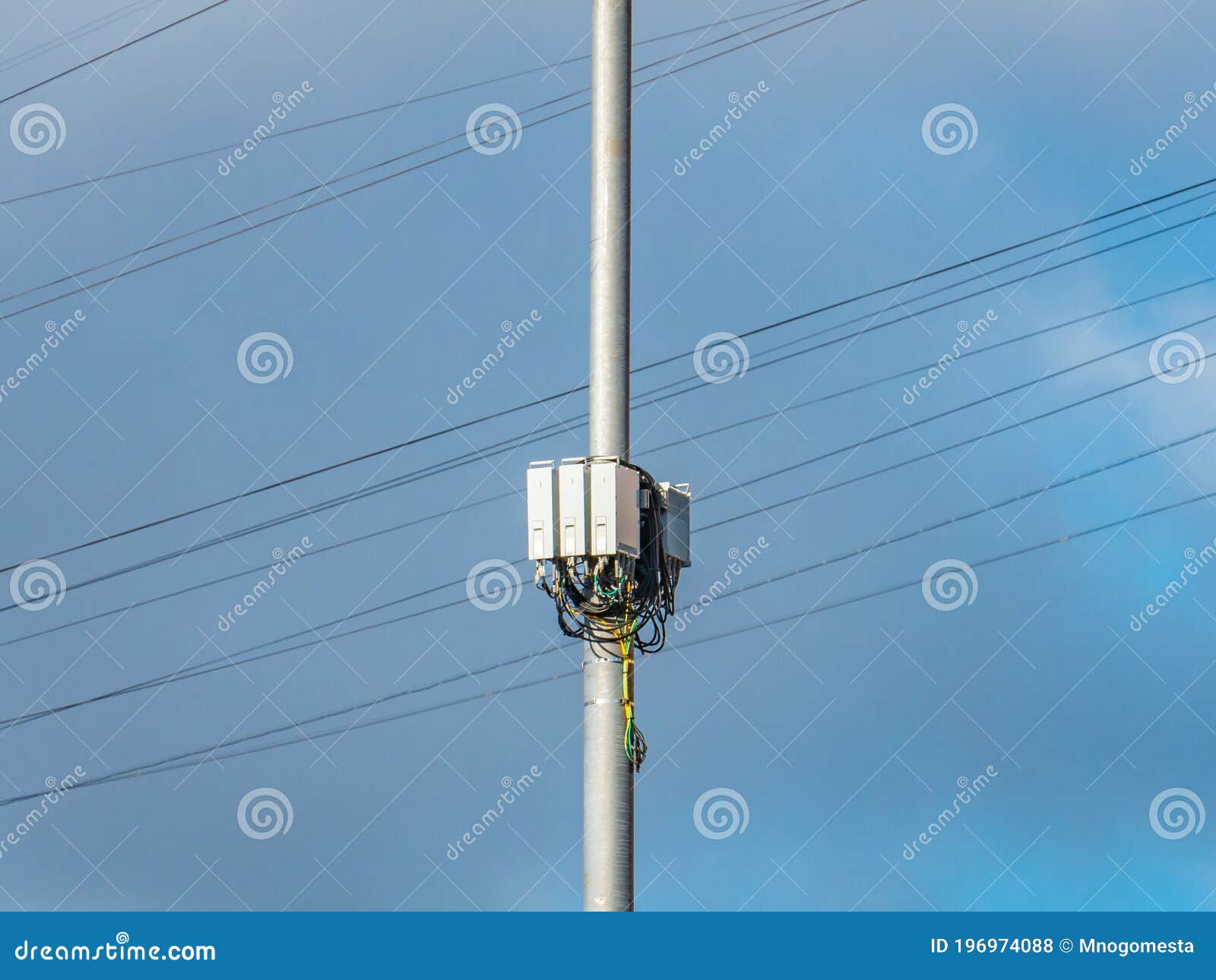 Electric Equipment of Cellular Communication on the Pole Stock Photo ...