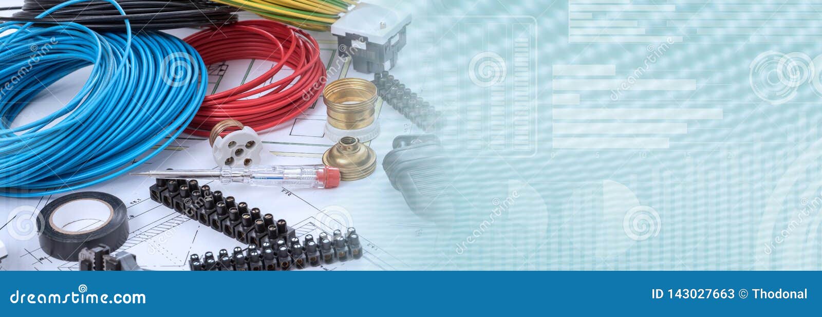 Electric Equipment Concept. Panoramic Banner Stock Image - Image of ...