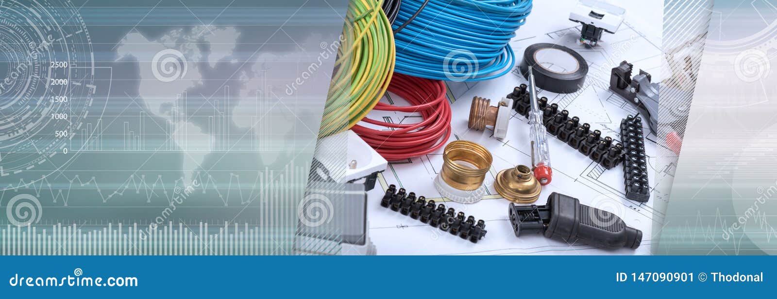Electric Equipment Concept. Panoramic Banner Stock Image - Image of ...