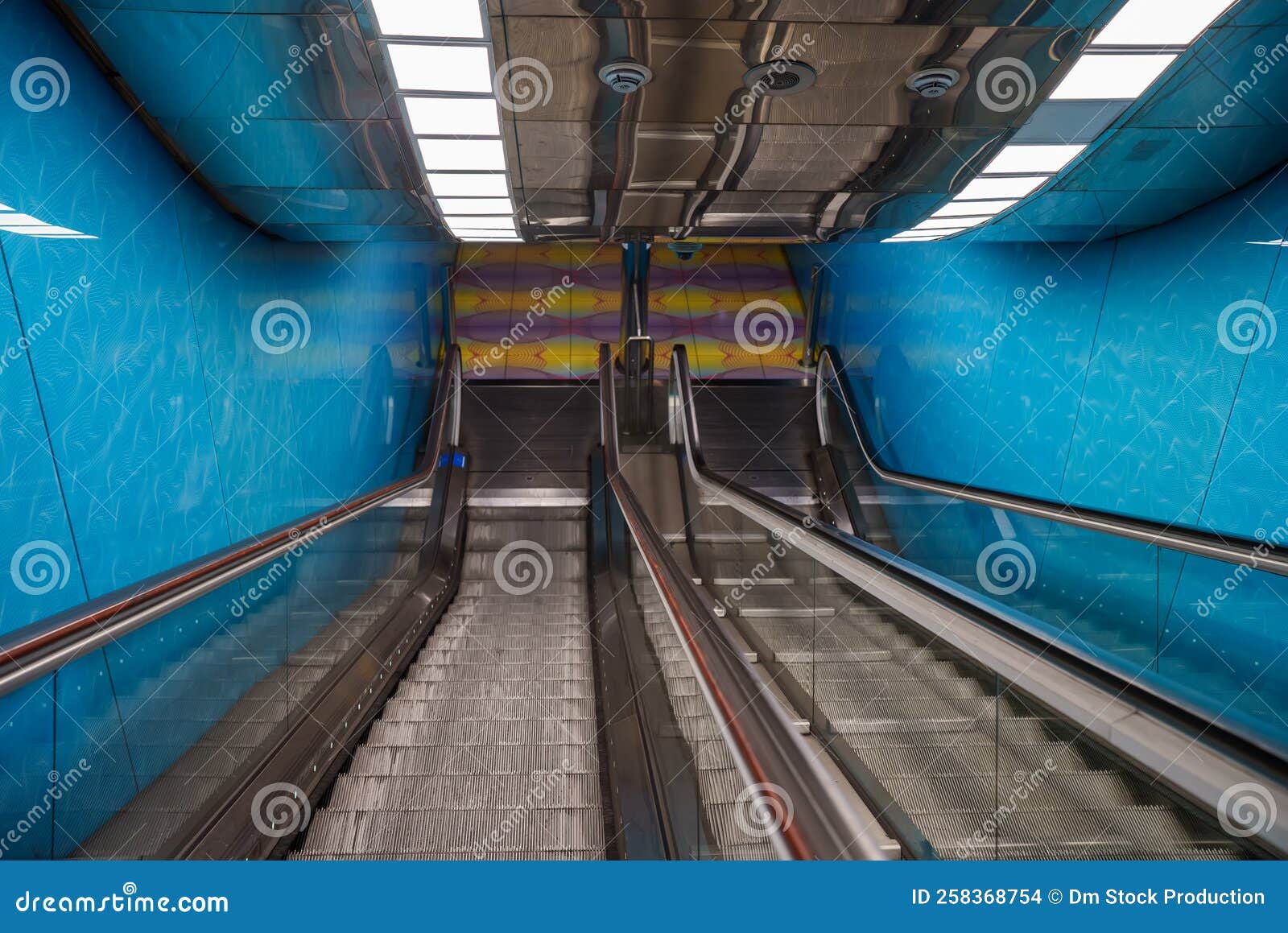 Electric Escalators in Metro. Stock Photo - Image of entrance, path ...
