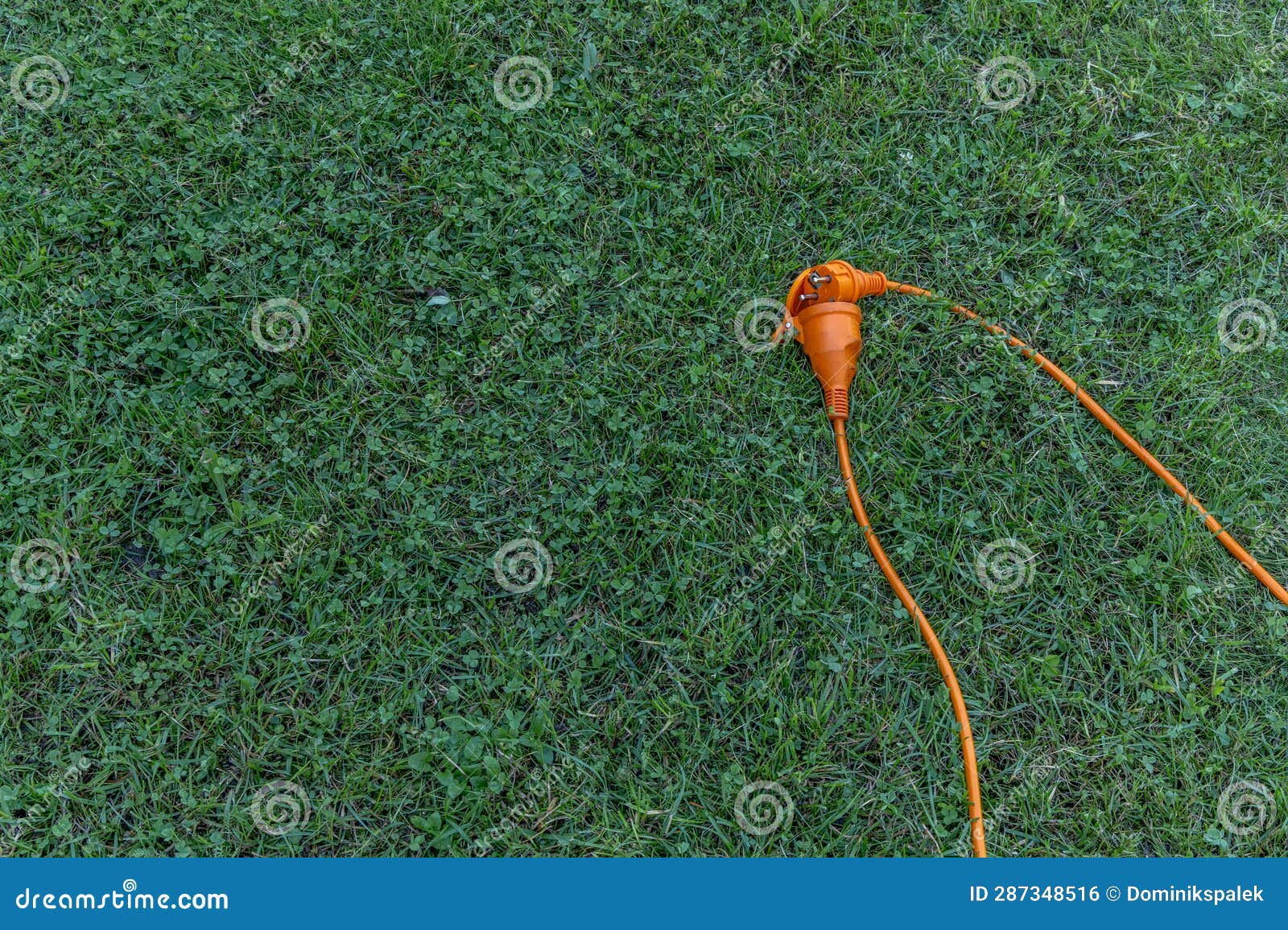 Electric Extension Cord and Power Connection in the Garden Stock Photo ...