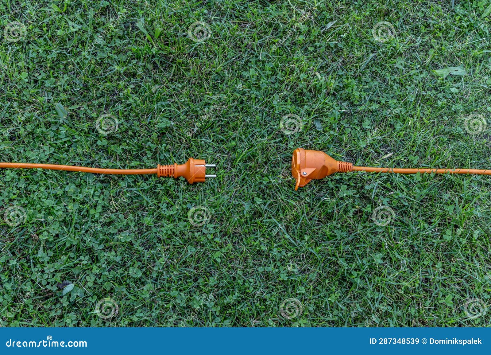 Electric Extension Cord and Power Connection in the Garden Stock Image ...