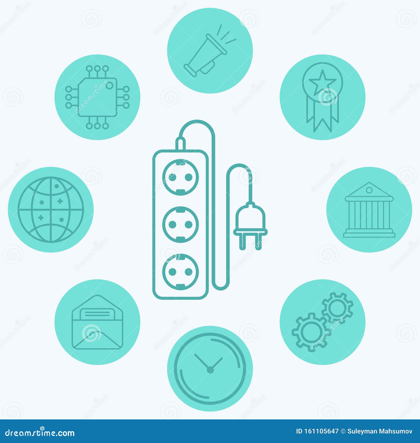 Electric Extension Cord Vector Icon Sign Symbol Stock Illustration ...