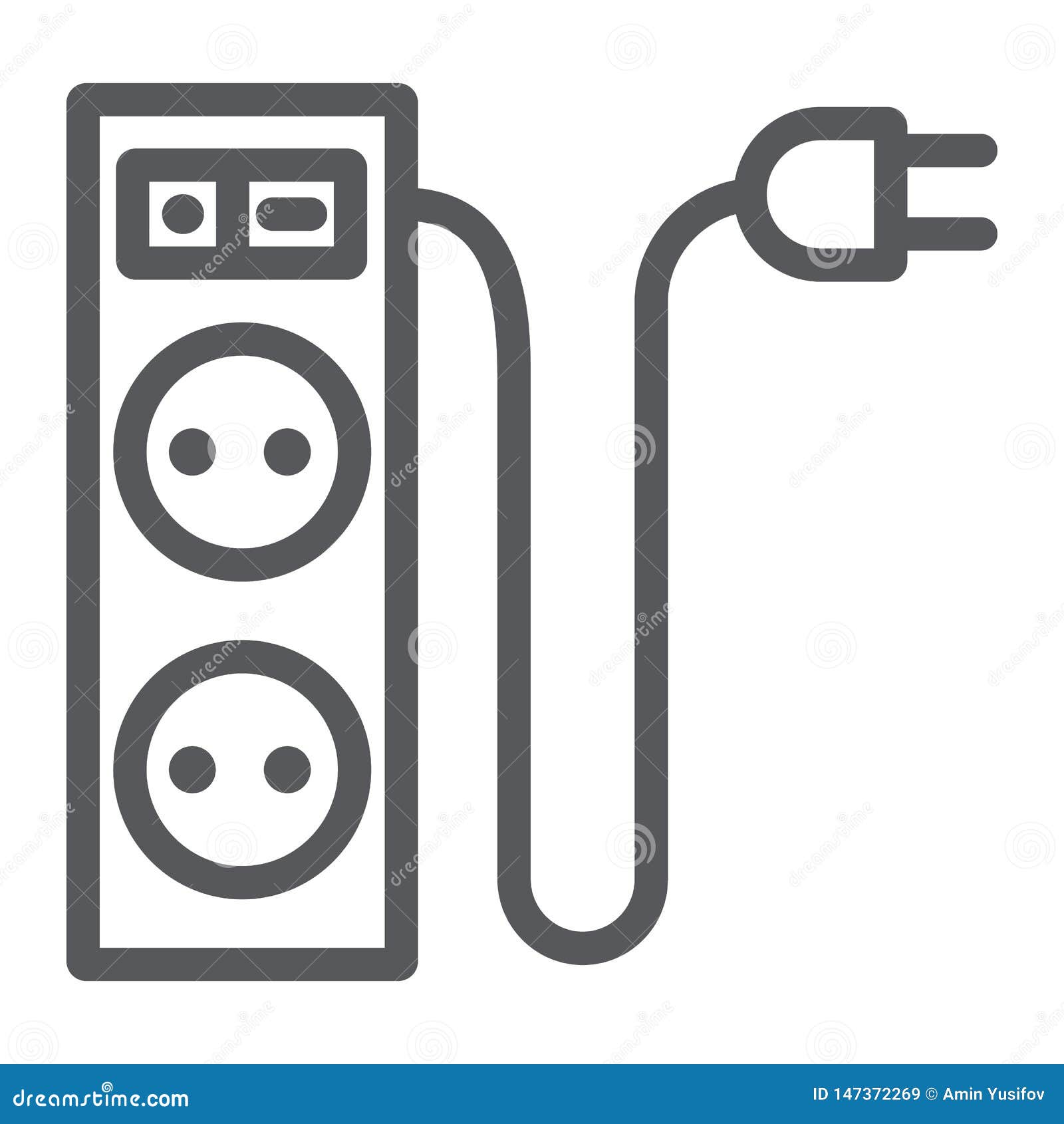 Electric Extension Line Icon, Energy and Plug, Socket Sign, Vector ...