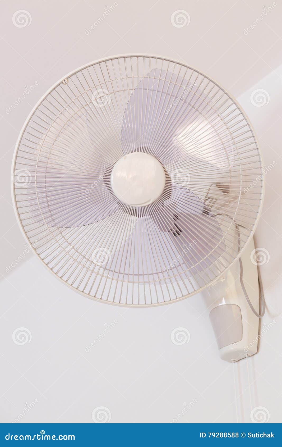 Electric Fan Hanging on White Wall Stock Photo - Image of electricity ...