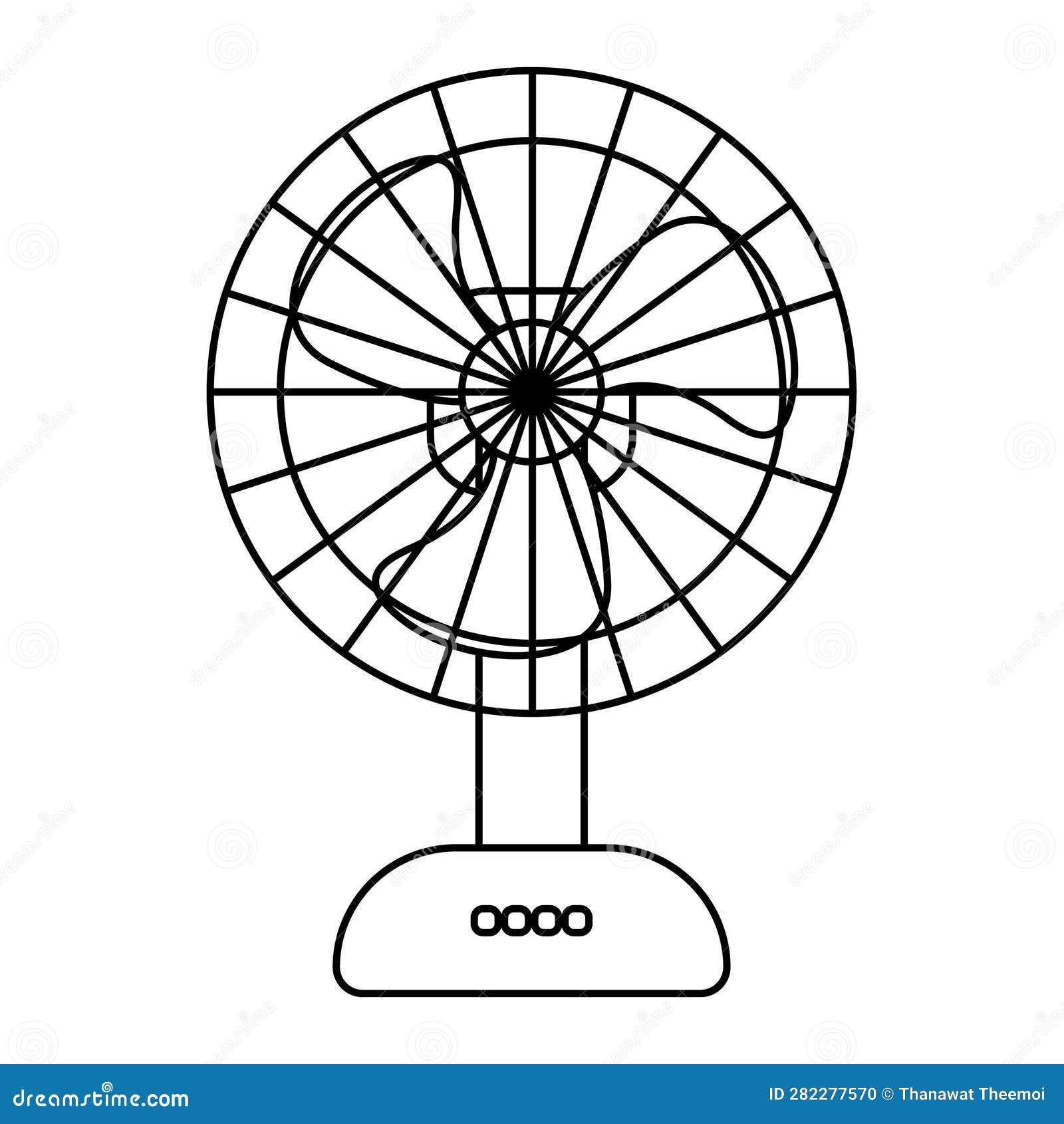 Electric Fan Outline Illustration on White Background Doodle Stock ...