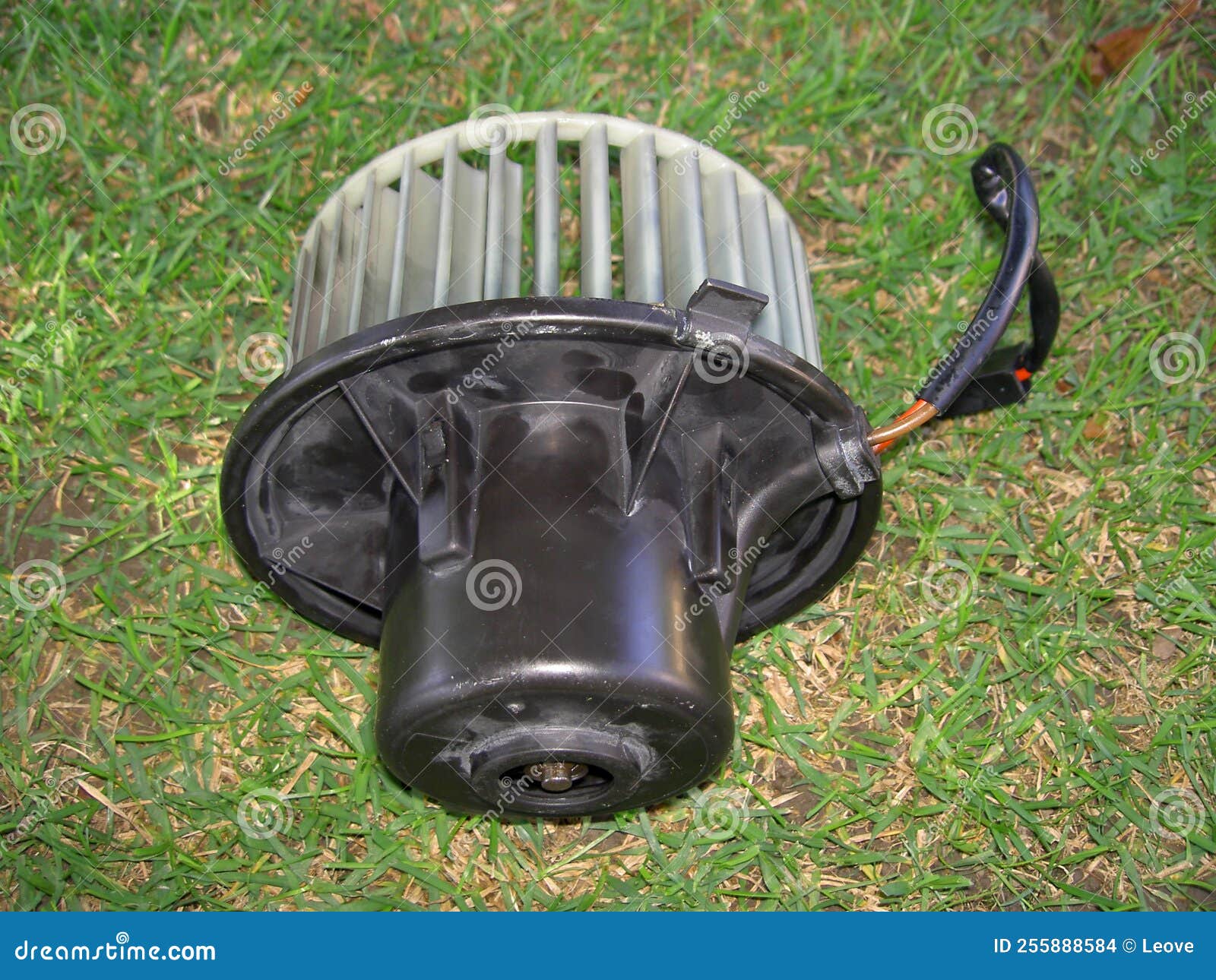 Electric Fan Removed from Car, Placed on Grass, Oblique View Stock ...