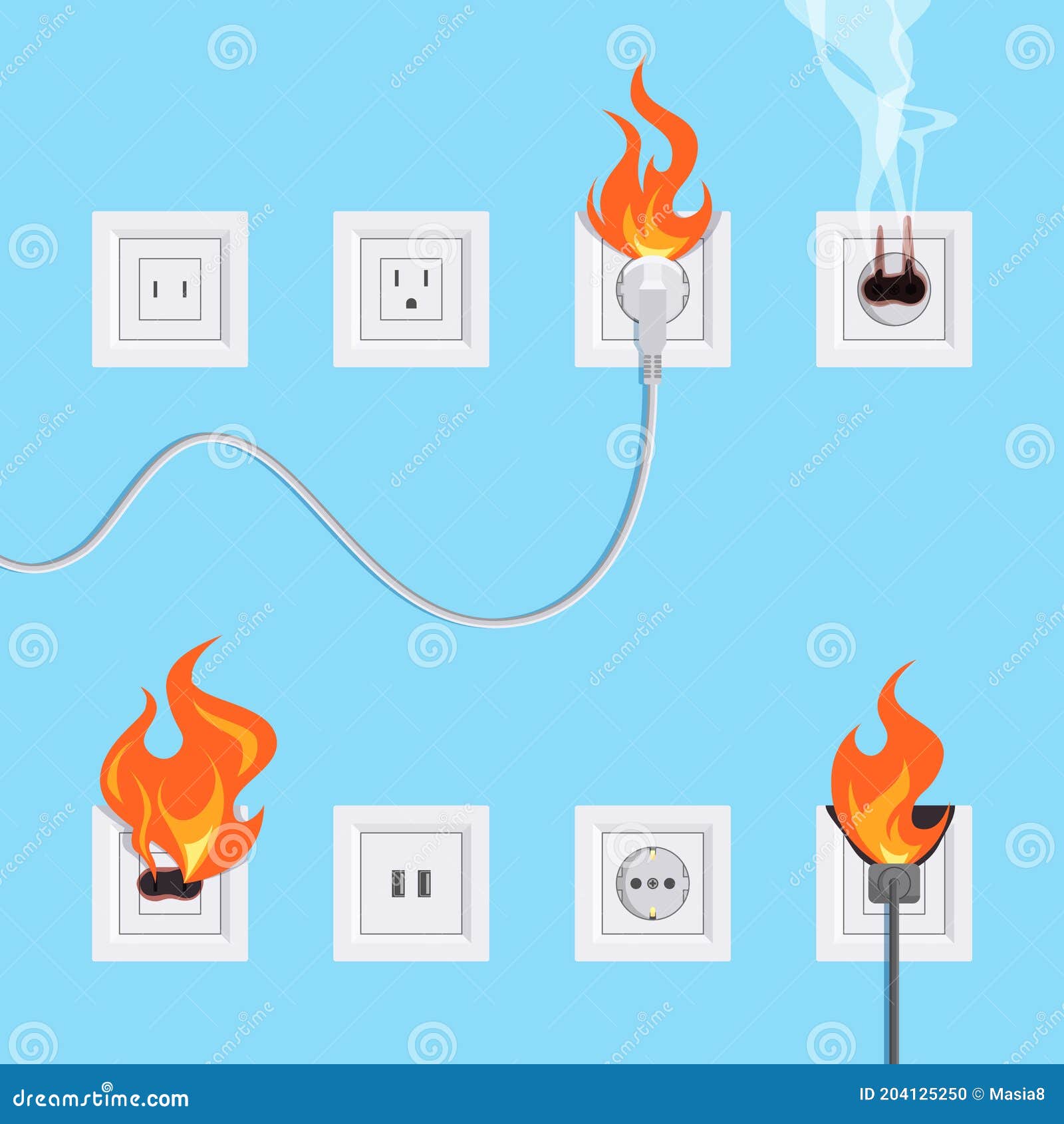 Electric Fire Concept in Flat Style, Vector Stock Vector - Illustration ...