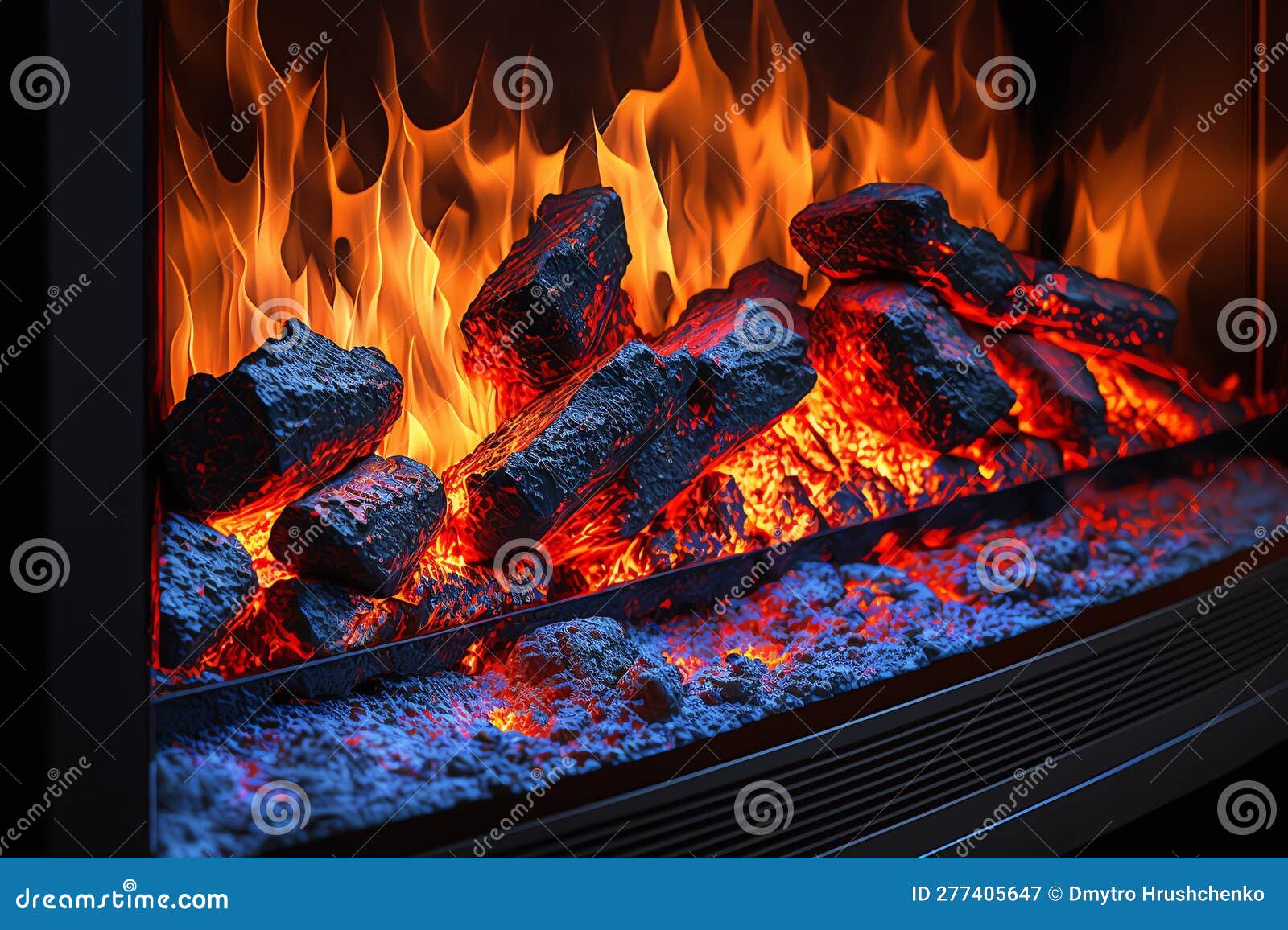 Electric Fireplace. Artificial Fireplace with Burning Fire. Modern ...