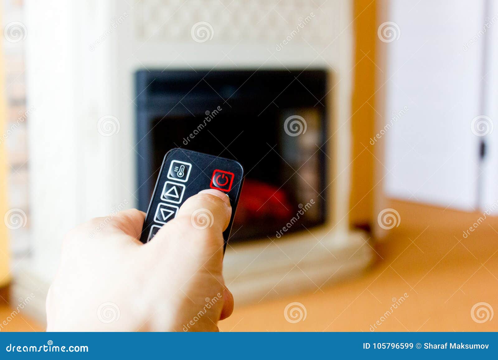 Electric Fireplace Remote Control Stock Image - Image of fake, marble ...