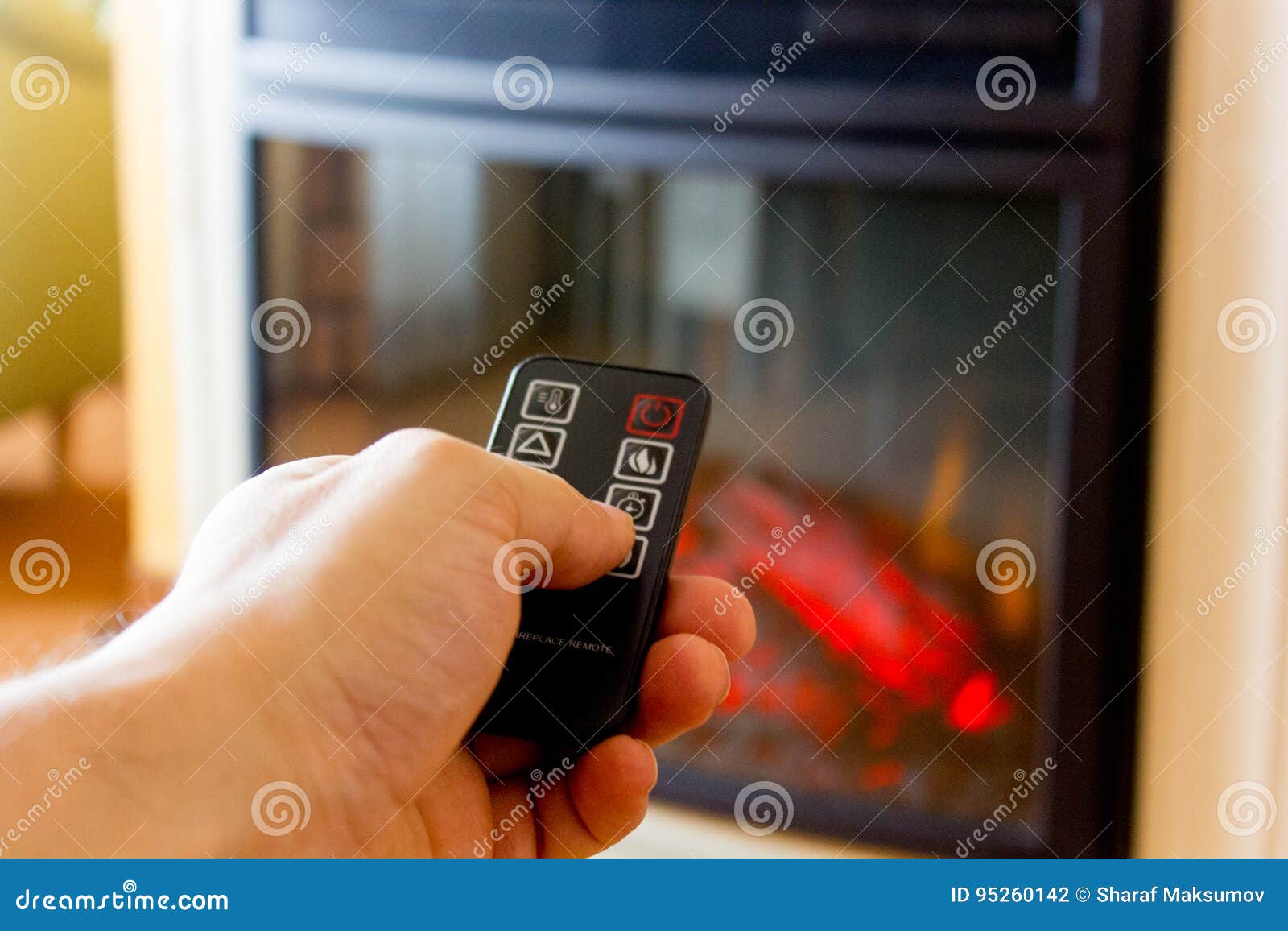 Electric Fireplace Remote Control Stock Photo - Image of marble, place ...