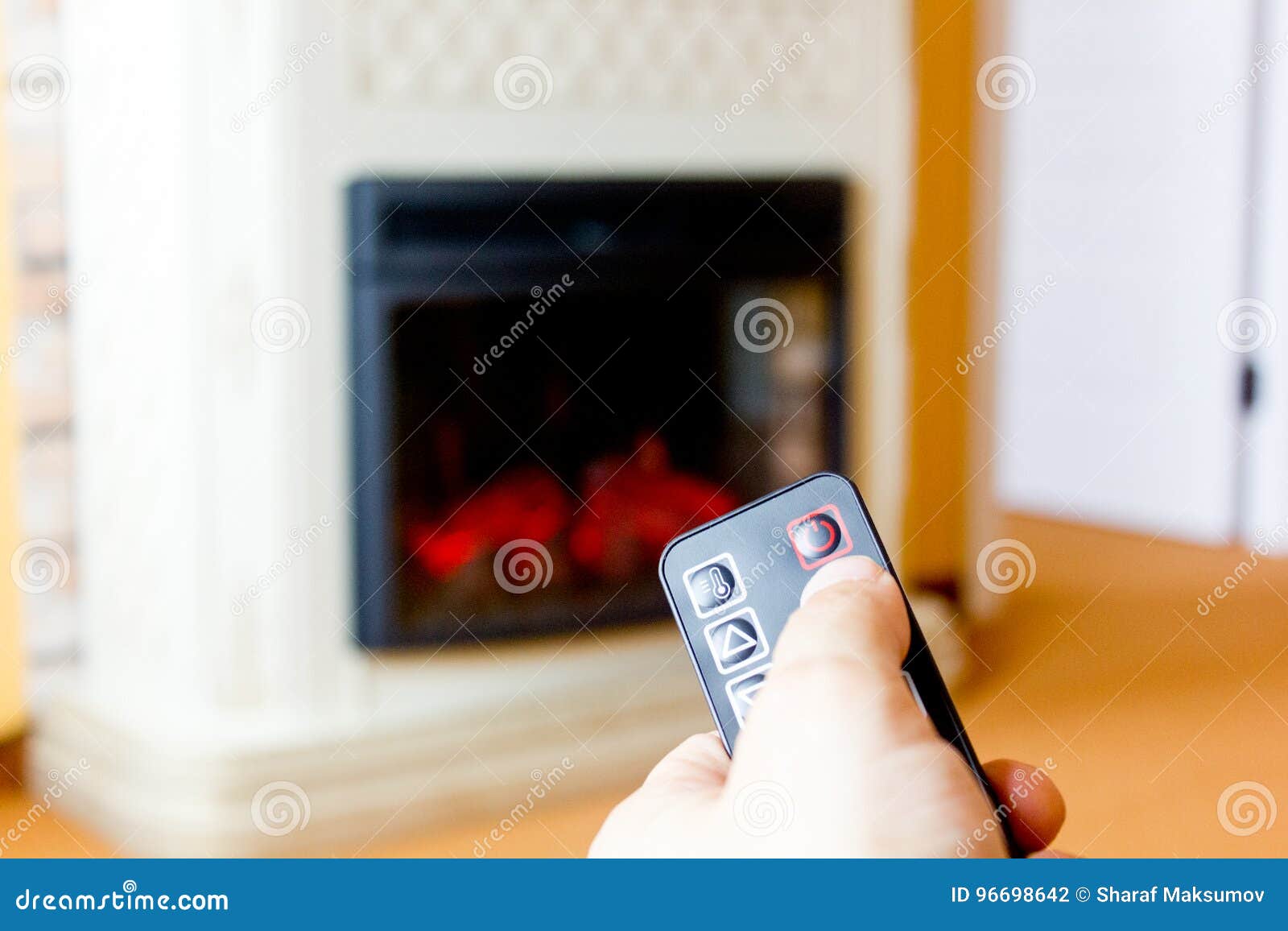 Electric Fireplace Remote Control Stock Photo - Image of remote, fire ...