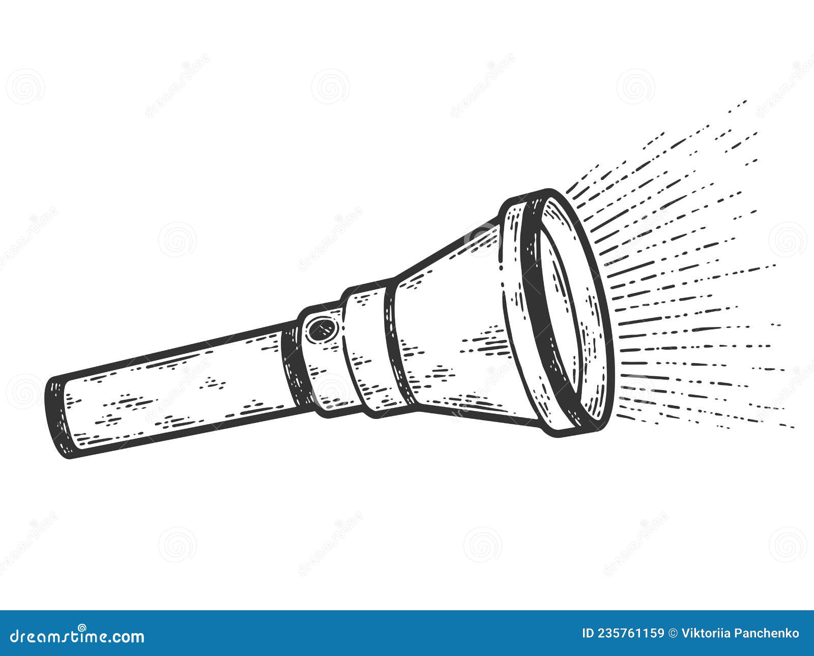 Electric Flashlight. Sketch Scratch Board Imitation. Black And White ...