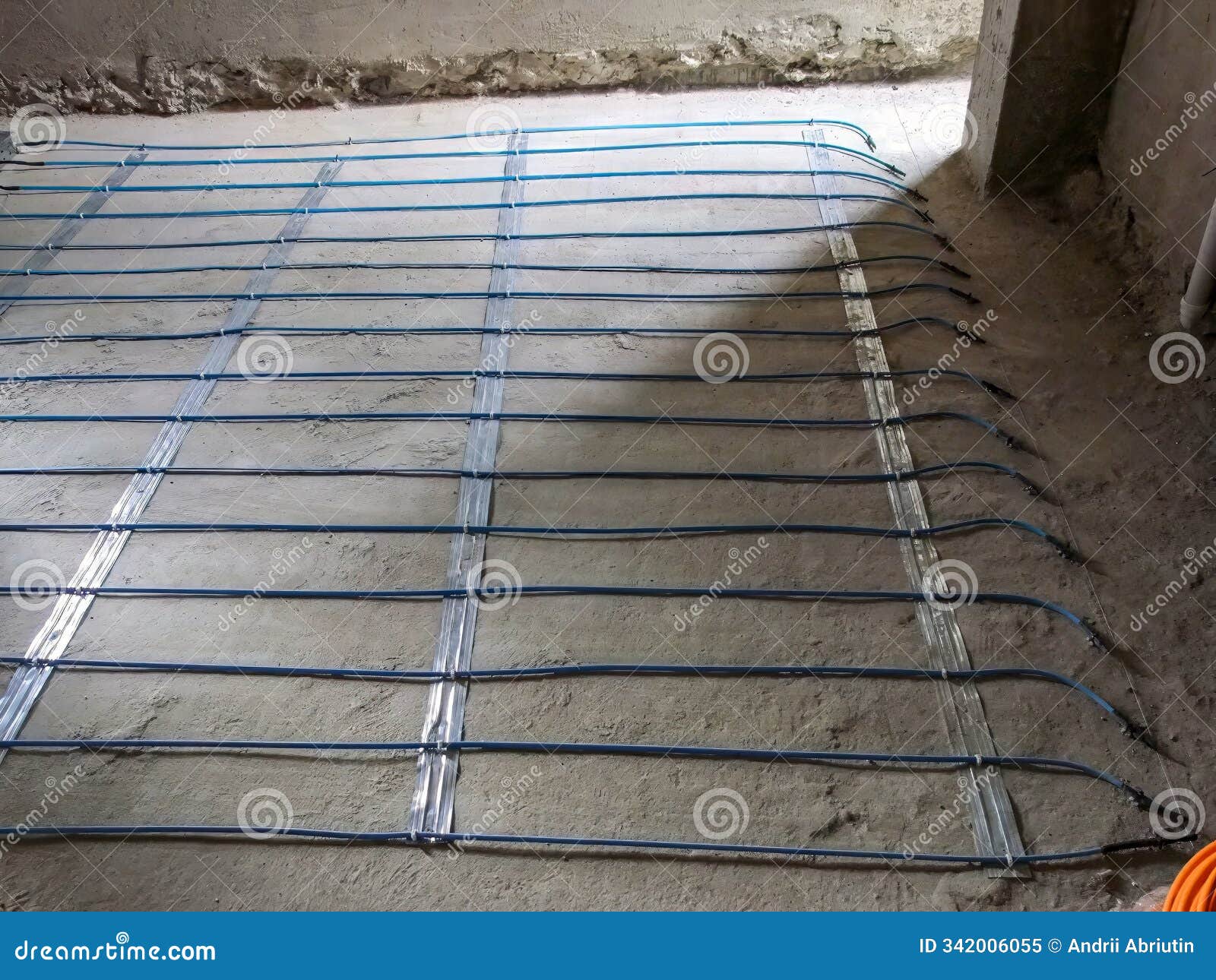Electric Floor Heating Cables Installed on a Concrete Surface for ...