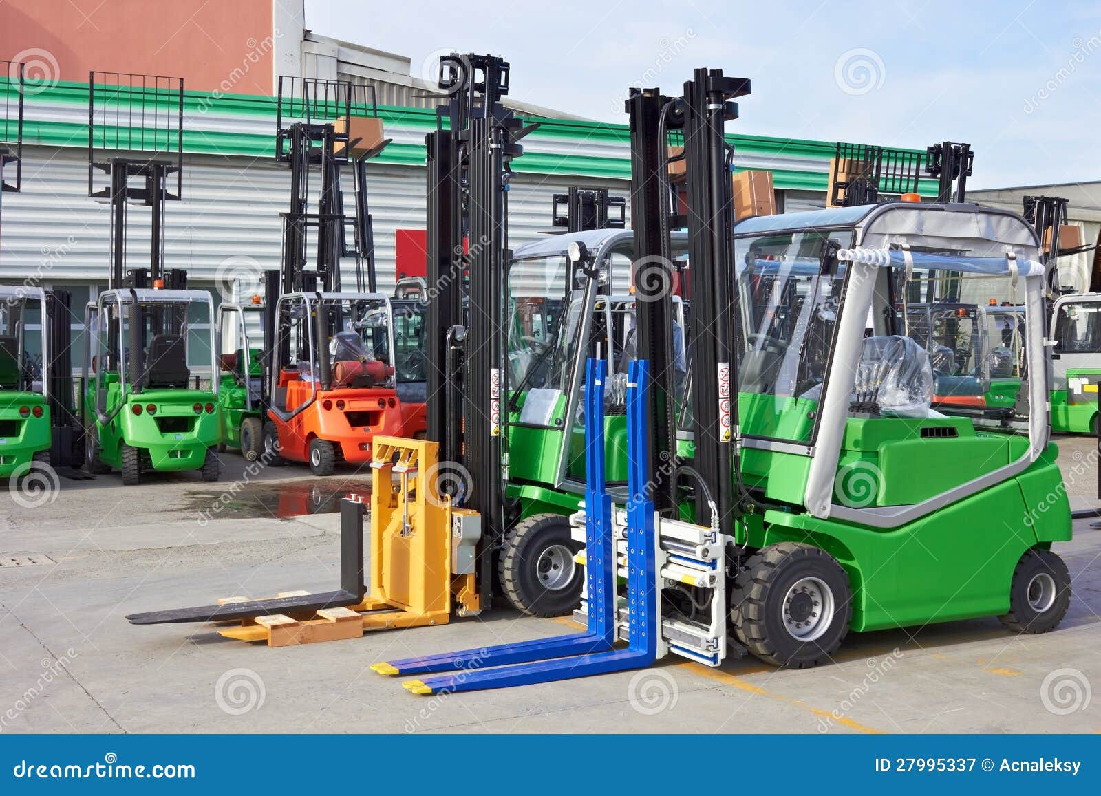 Electric forklift stackers stock image. Image of crate - 27995337