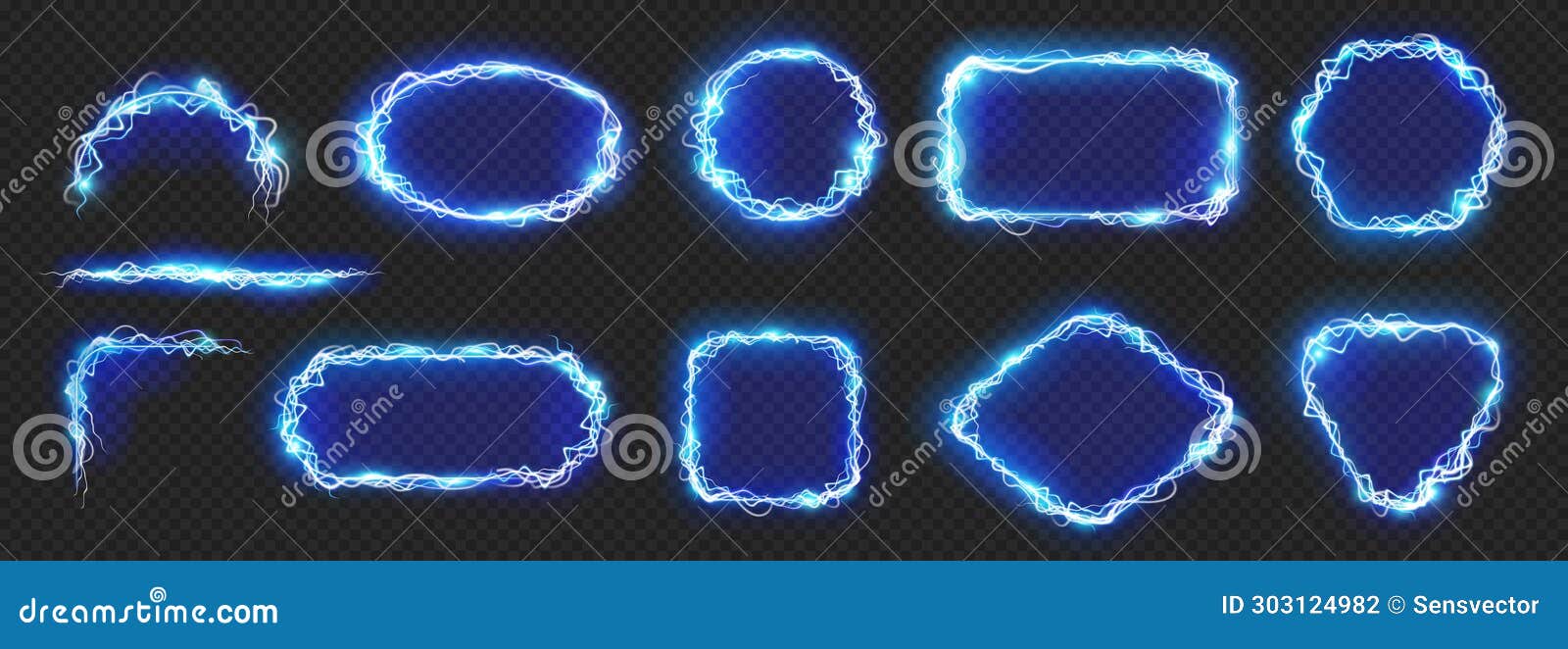 Electric Frames with Neon and Lightning Effect Stock Vector ...