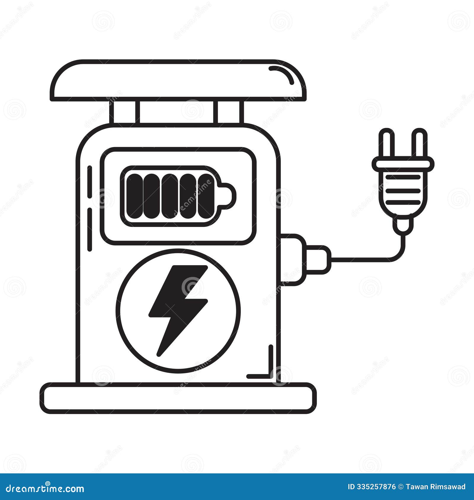 Electric Fuel Pump Station Icon. Green Charging Point For Hybrid ...