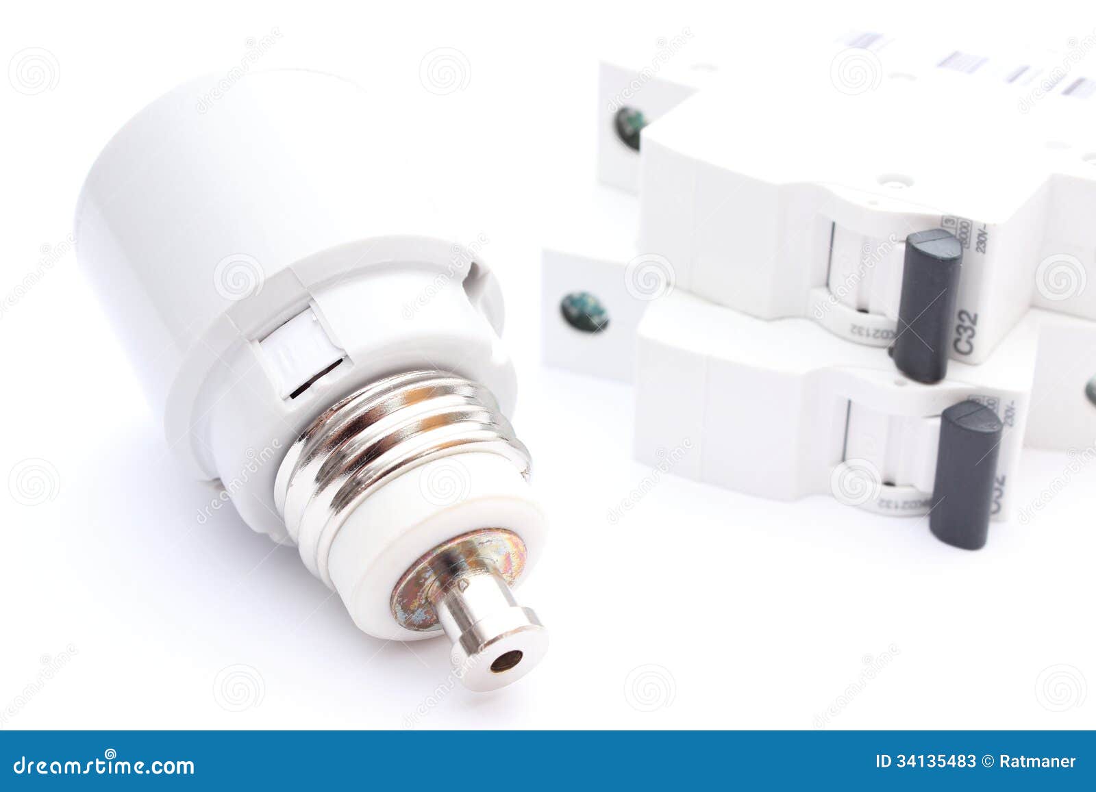 Electric Fuse and Switch Isolated on White Background Stock Image ...