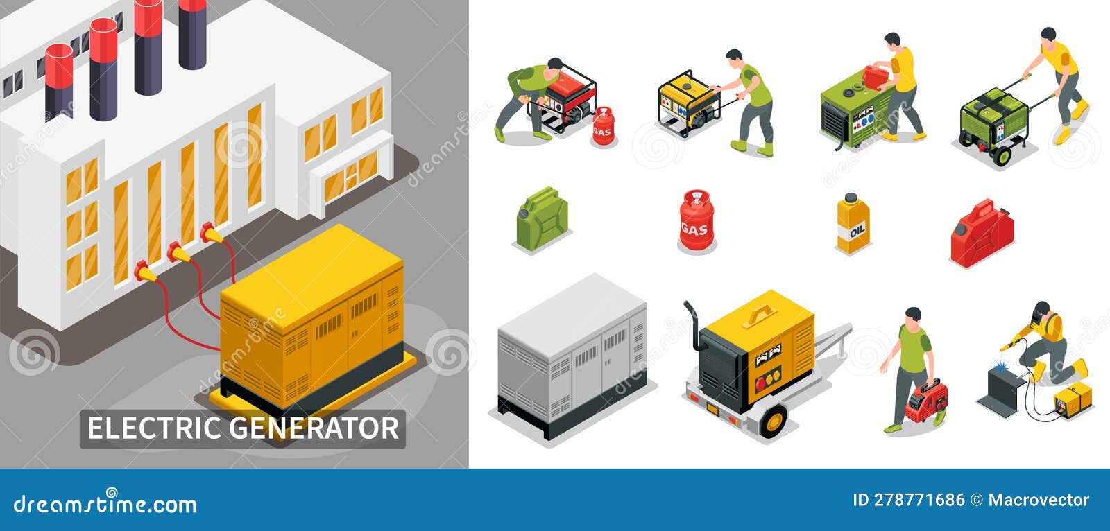 Electric Generator Composition Stock Vector - Illustration of elements ...