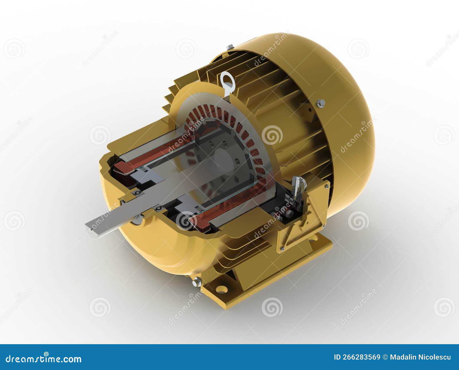 Electric Generator with Permanent Rotor Magnets, Section View, 3D ...