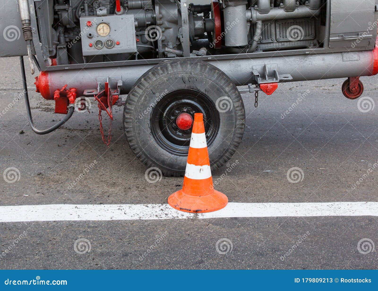 Electric Generator and Traffic Cone Stock Image - Image of machine ...