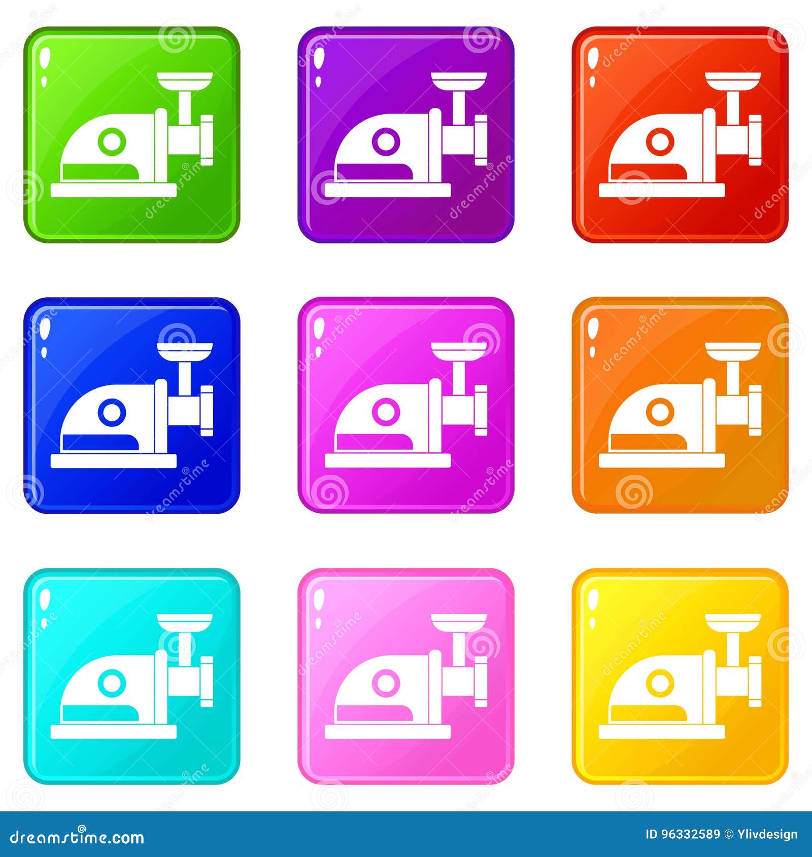 Electric Grinder Icons 9 Set Stock Vector - Illustration of kitchen ...