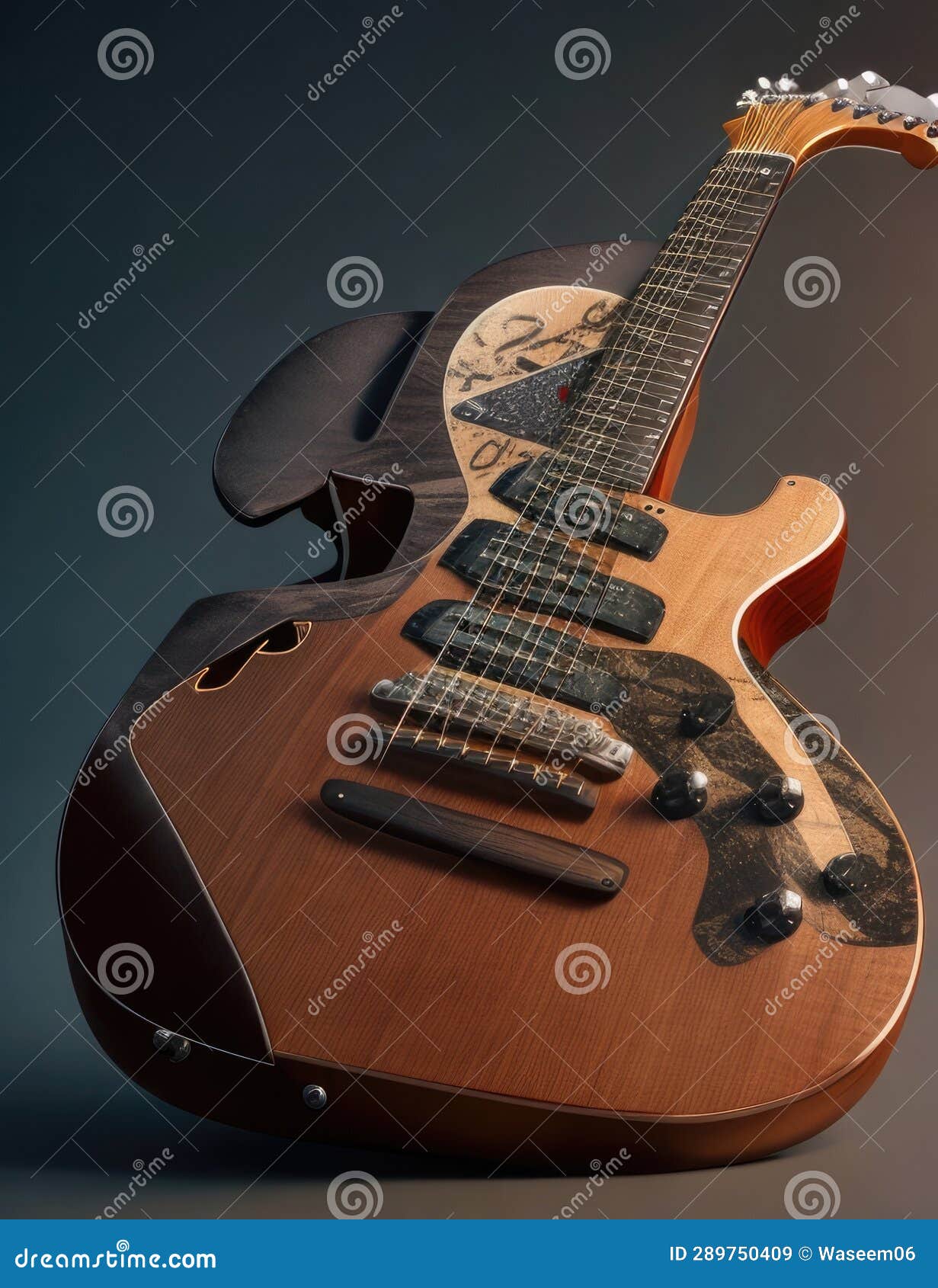 Electric Guitar Against a Dark Gradient Background. Stock Illustration ...
