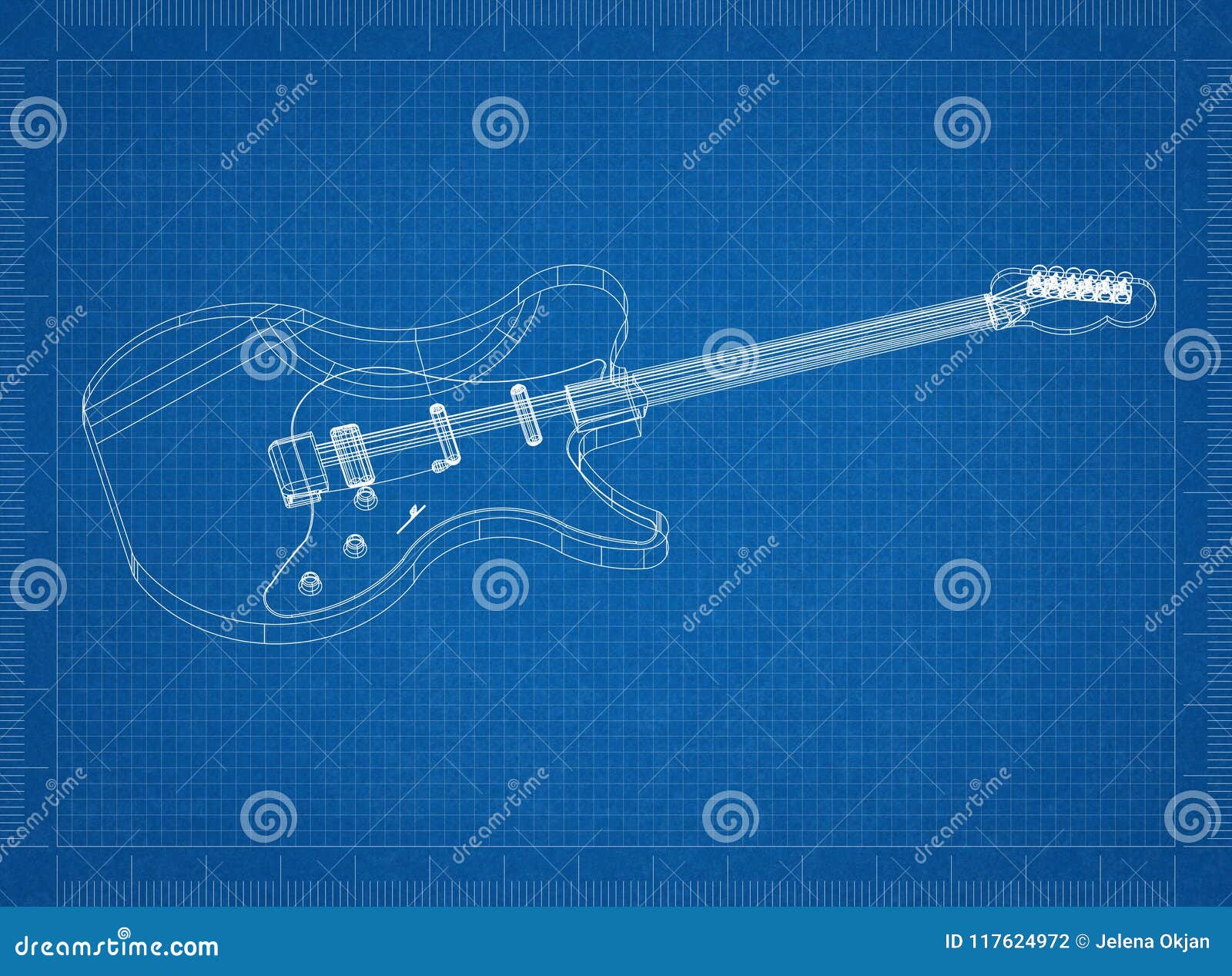 Guitar Blueprint Cartoon Vector | CartoonDealer.com #8593861