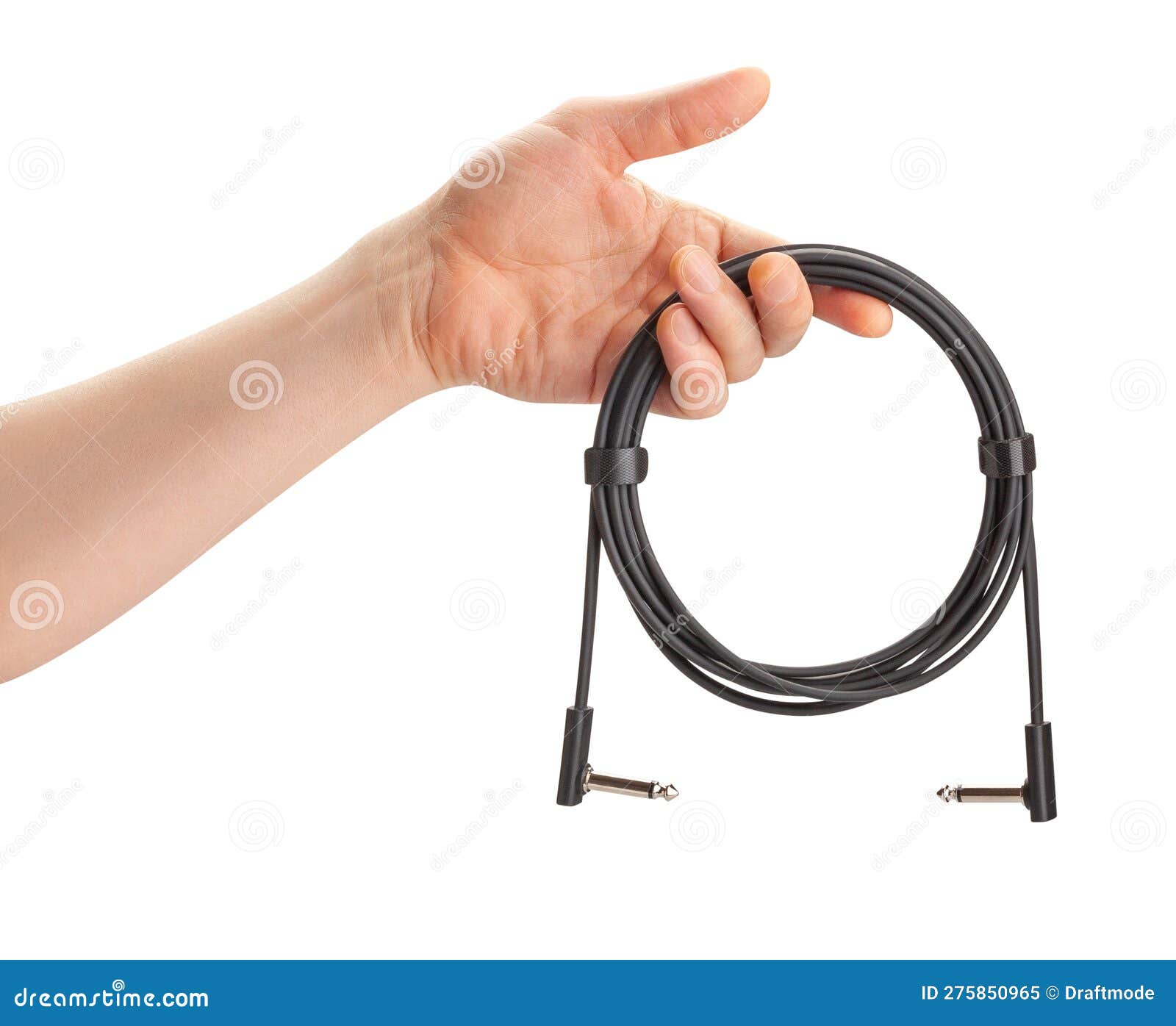 Electric Guitar Cable in Hand Stock Image - Image of plug, audio: 275850965