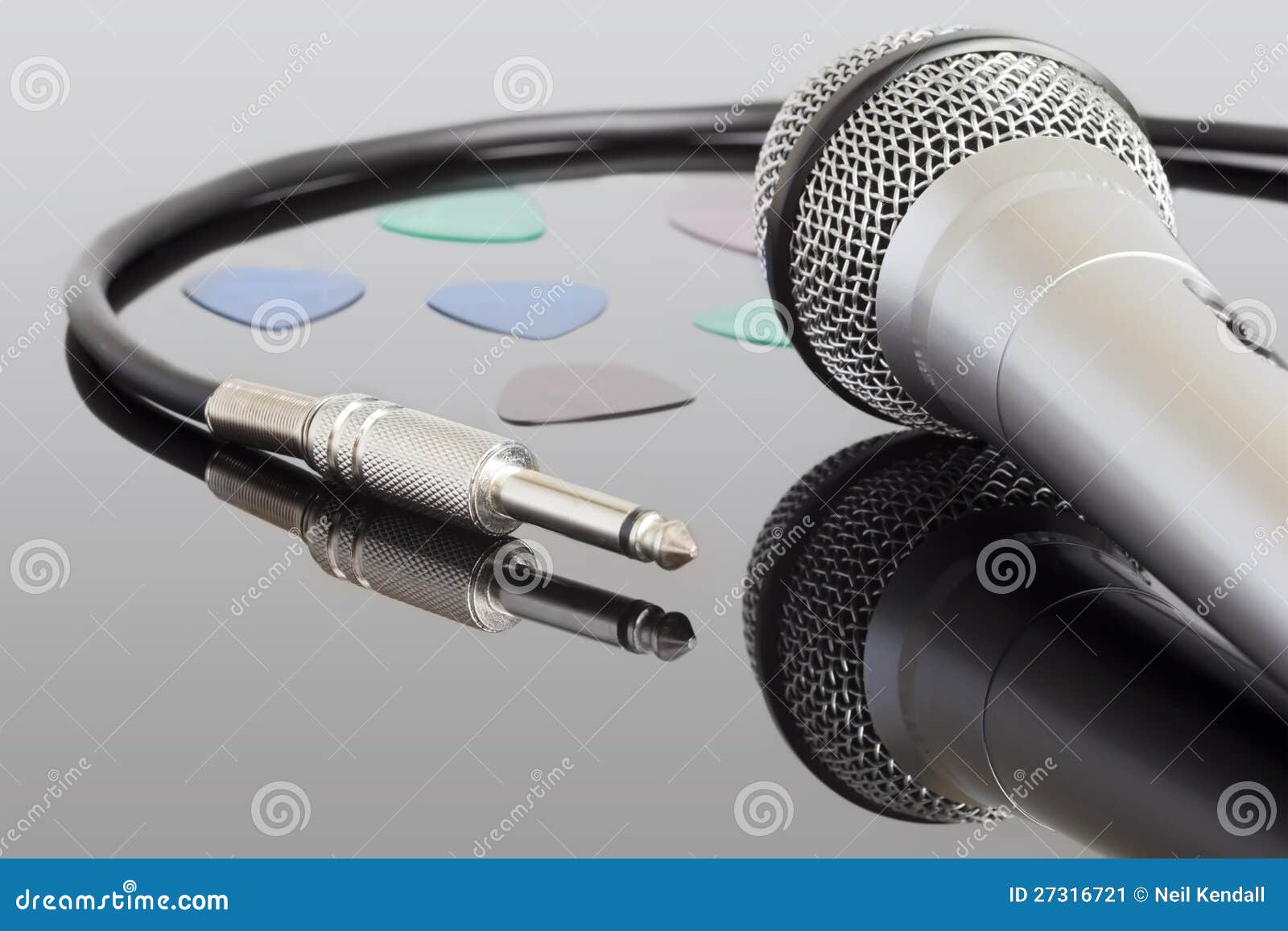 Electric Guitar Cable and Microphone Stock Image - Image of reflection ...