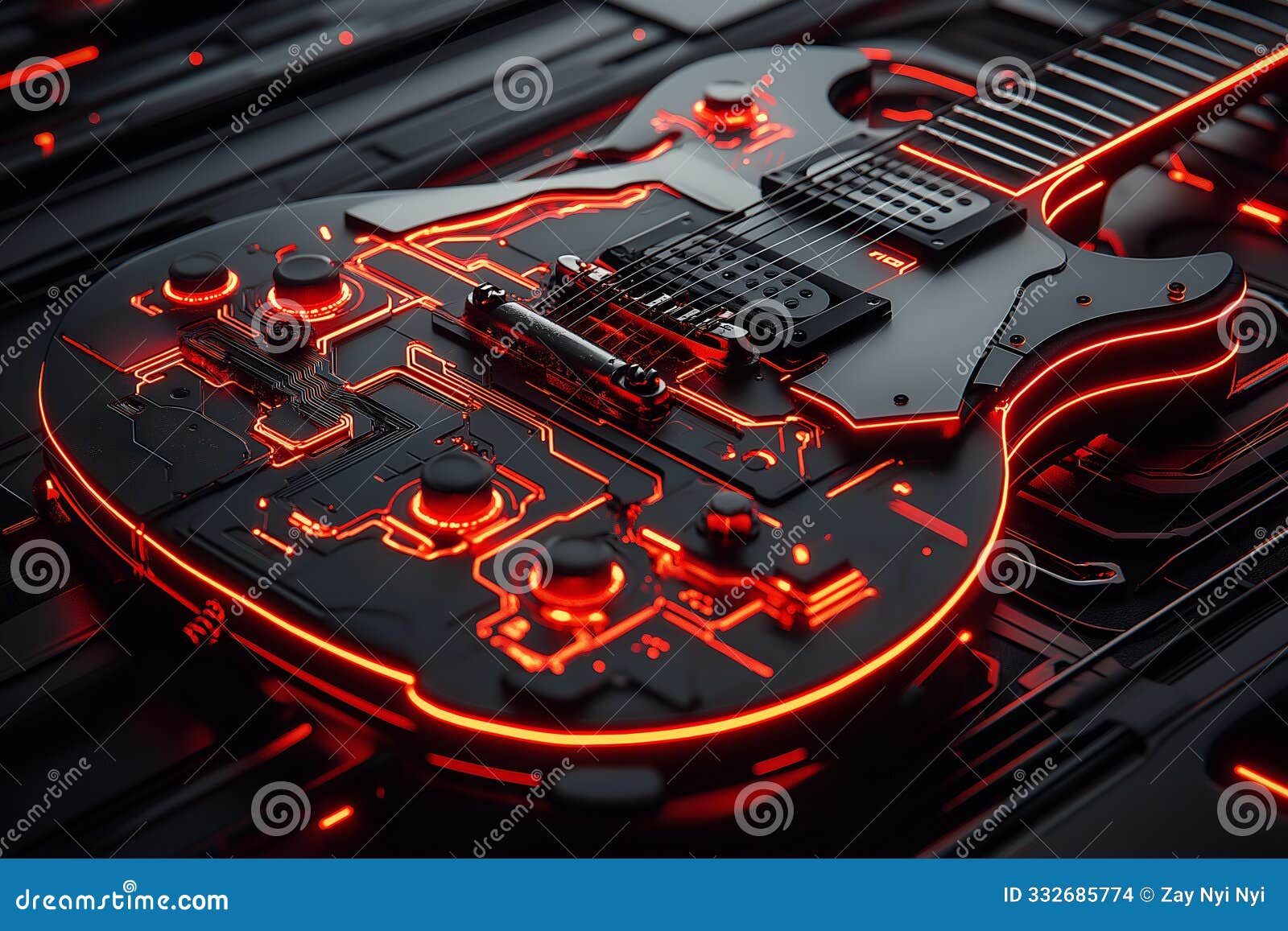 An Electric Guitar with Circuits Symbolizing the Integration of AI ...