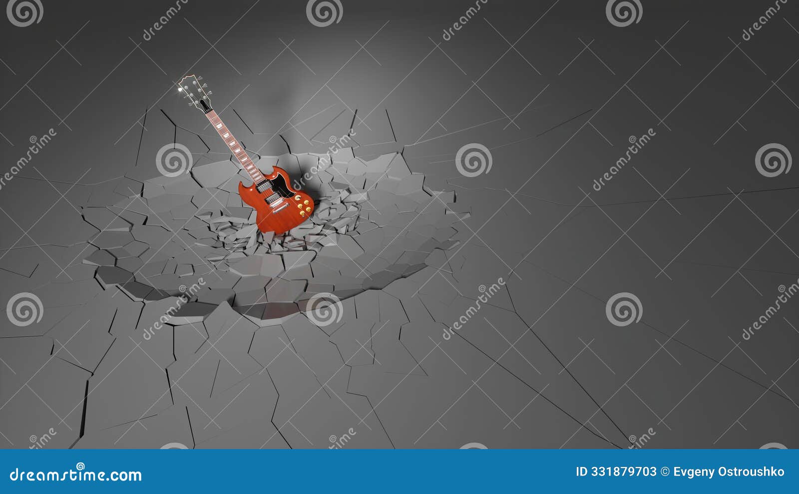 Electric Guitar Fell on the Floor and Broke it Stock Illustration ...