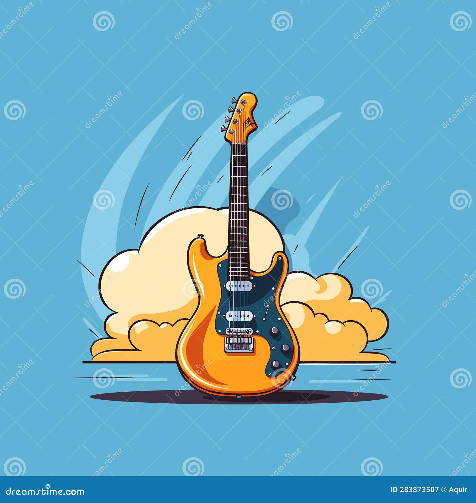 Electric Guitar Hand-drawn Comic Illustration. Electric Guitar. Vector Doodle Style Cartoon ...