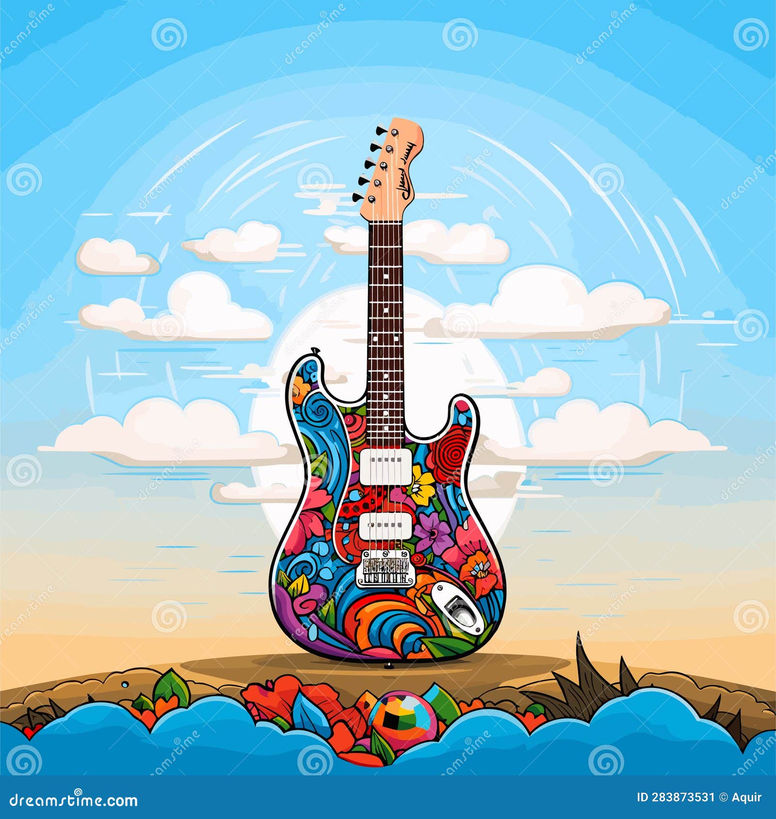 Electric Guitar Hand-drawn Comic Illustration. Electric Guitar. Vector ...