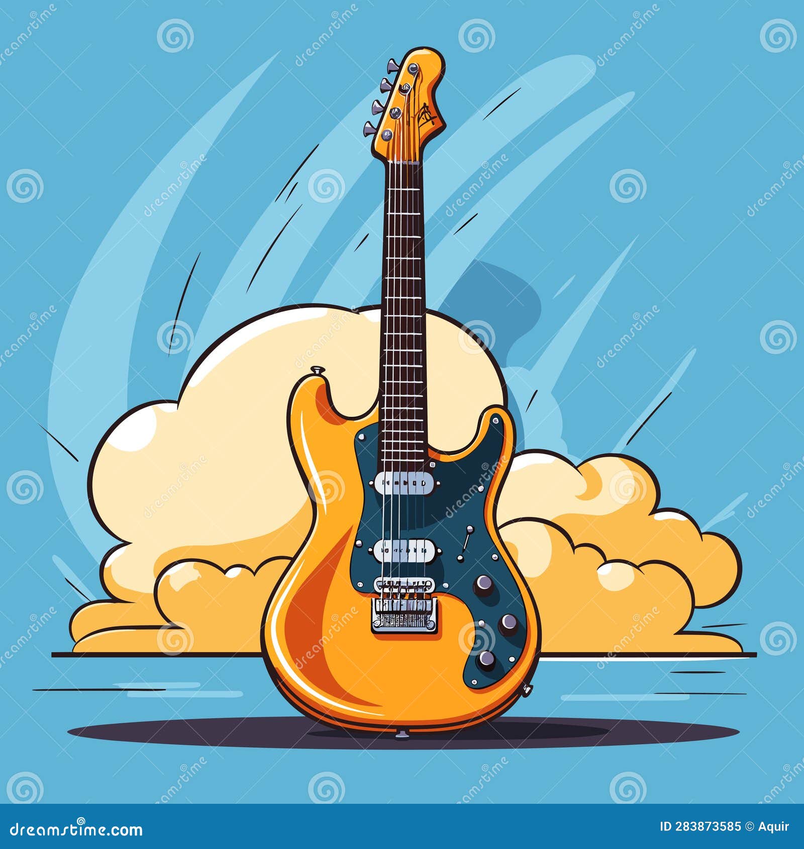Electric Guitar Hand-drawn Comic Illustration. Electric Guitar. Vector ...