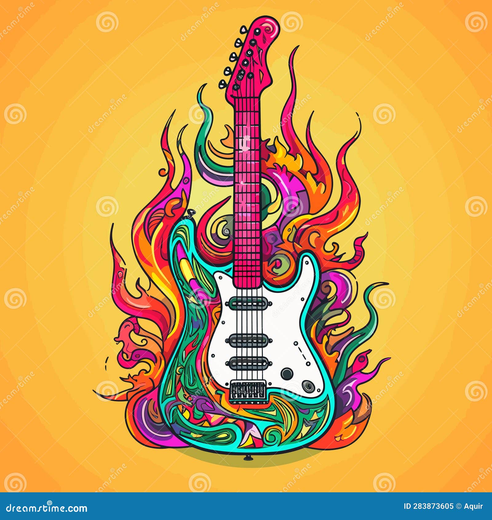 Electric Guitar Hand-drawn Comic Illustration. Electric Guitar. Vector ...