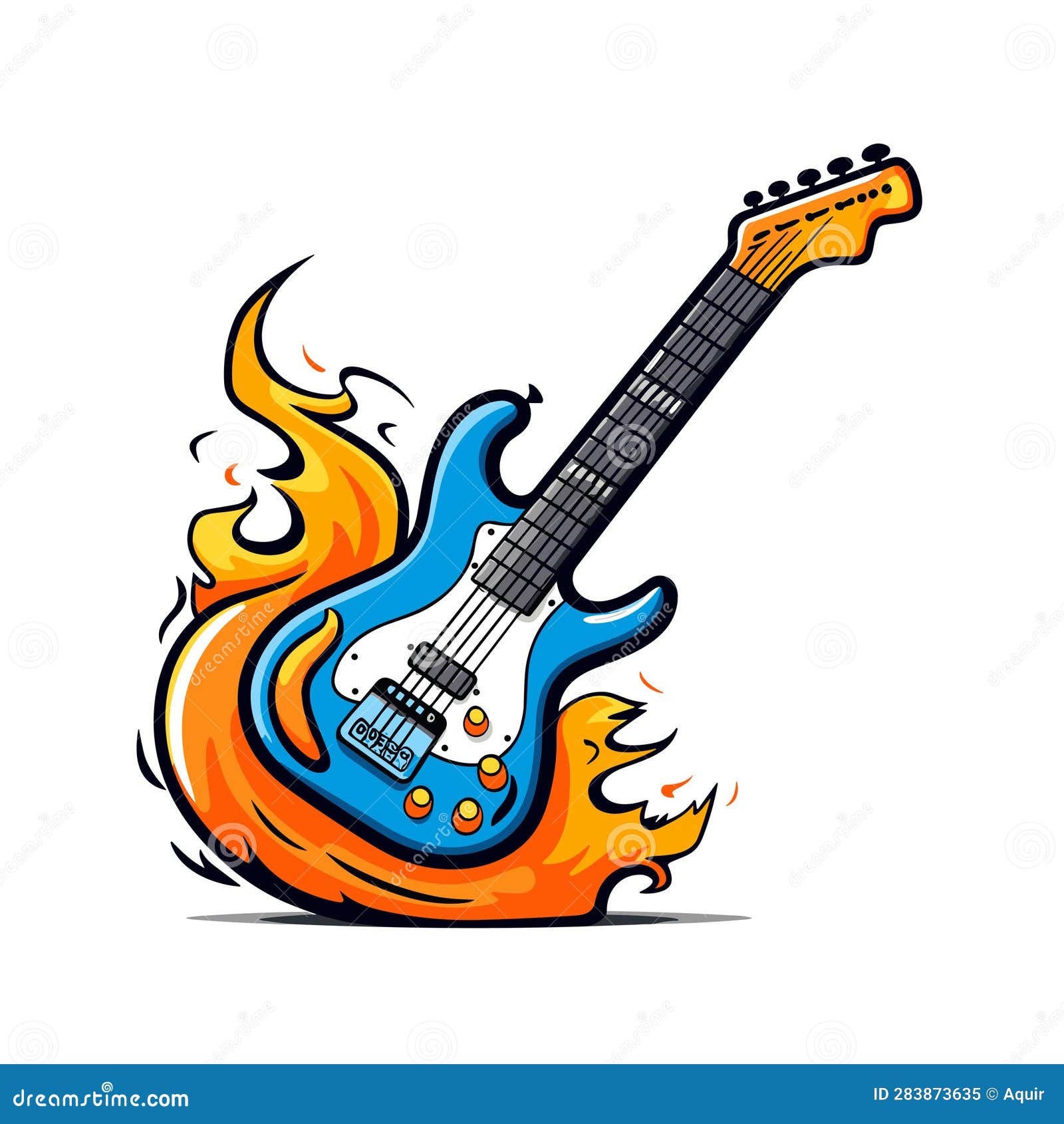 Electric Guitar Hand-drawn Comic Illustration. Electric Guitar. Vector Doodle Style Cartoon ...