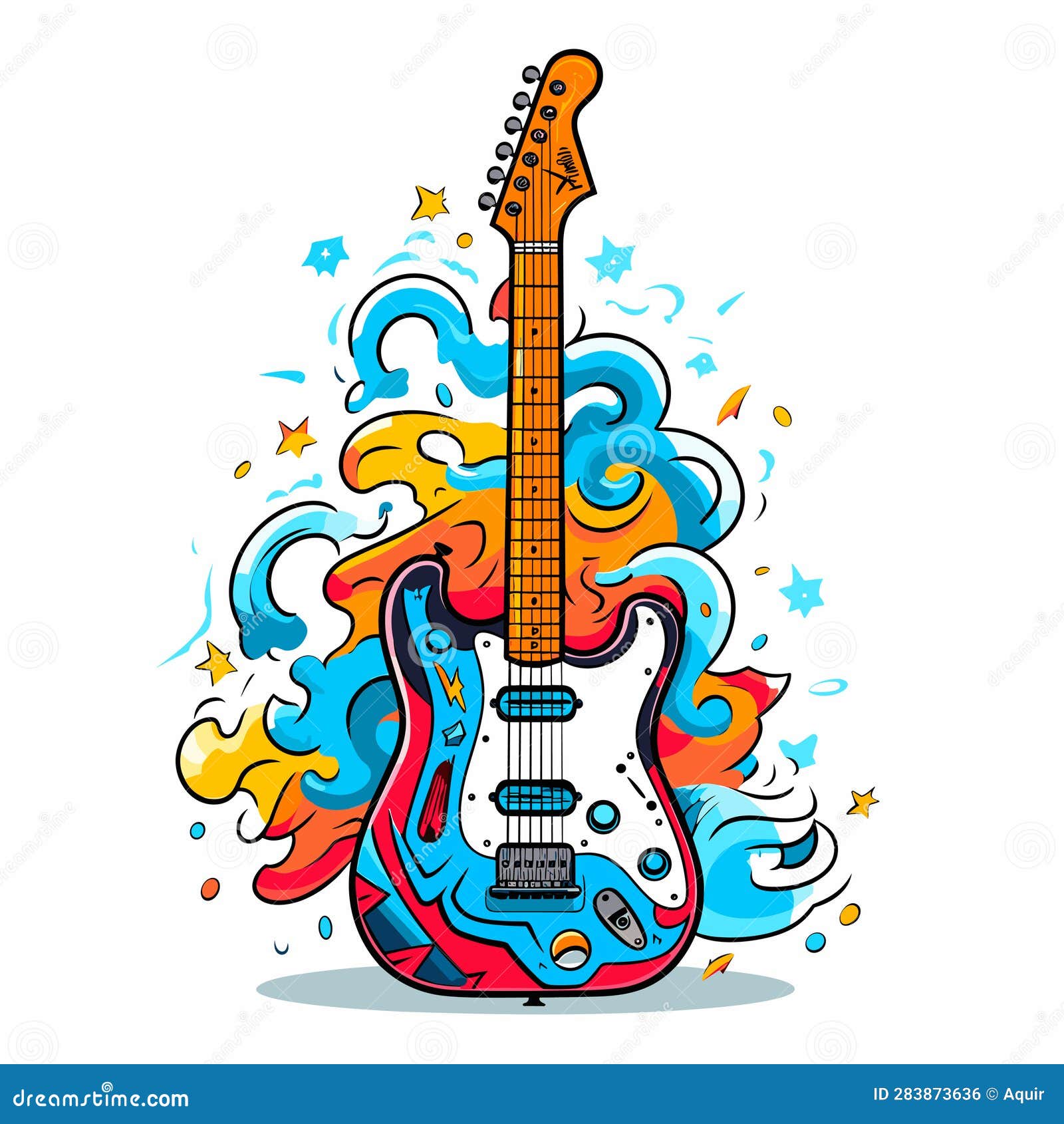 Electric Guitar Hand-drawn Comic Illustration. Electric Guitar. Vector ...