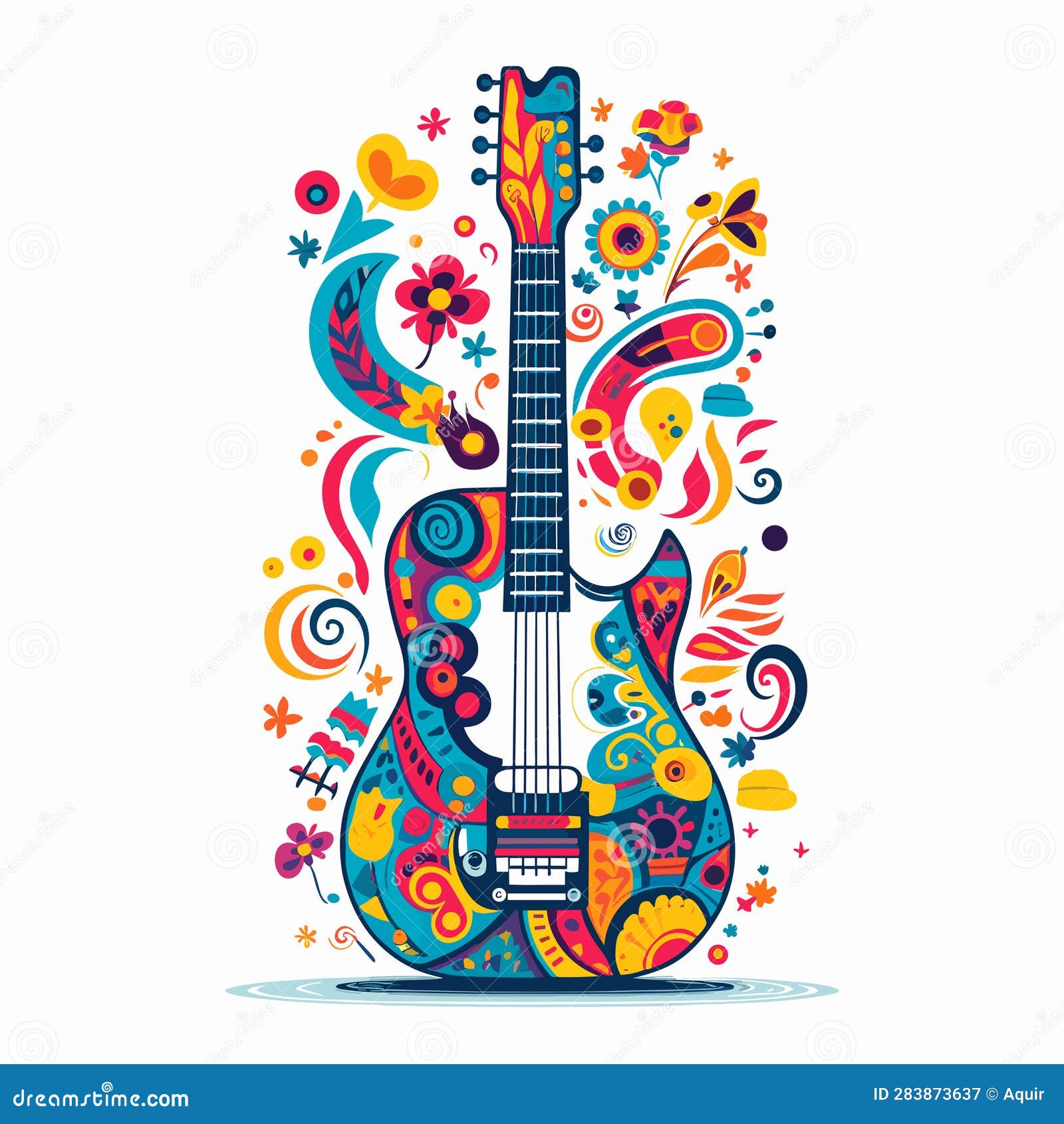 Electric Guitar Hand-drawn Comic Illustration. Electric Guitar. Vector ...