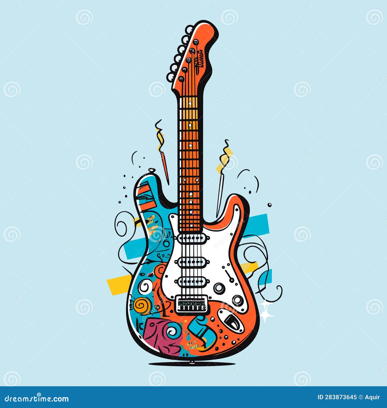 Electric Guitar Hand-drawn Comic Illustration. Electric Guitar. Vector ...
