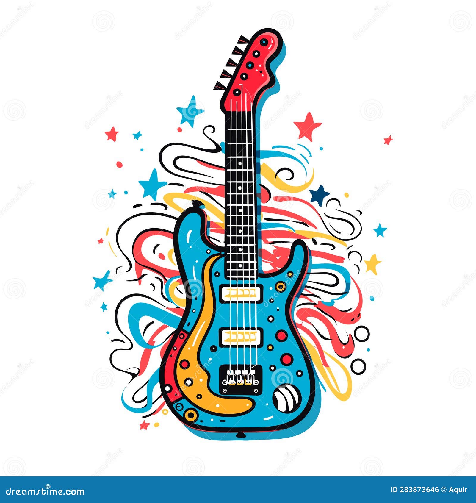 Electric Guitar Hand-drawn Comic Illustration. Electric Guitar. Vector ...
